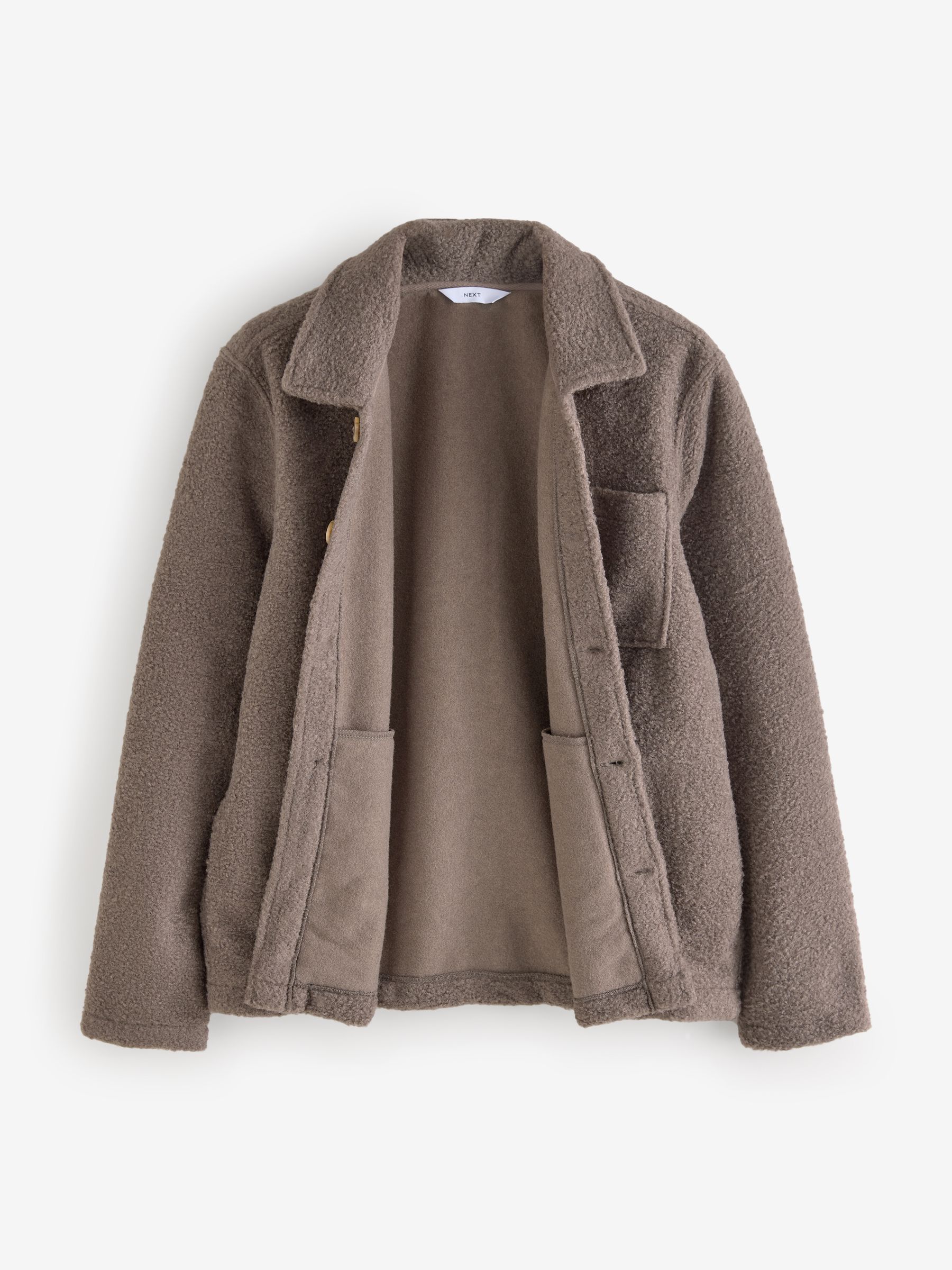 Buy Neutral Regular Fit Regular Fit Borg Fleece Shacket from the Next ...