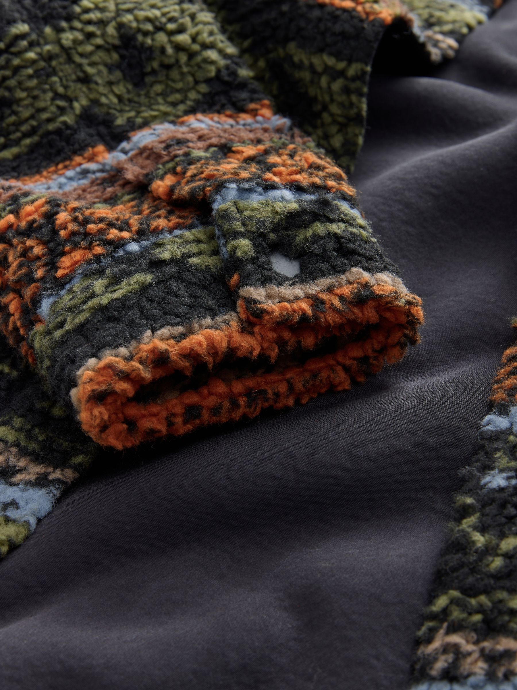 Buy Black/Green Printed Fleece Shacket from the Next UK online shop