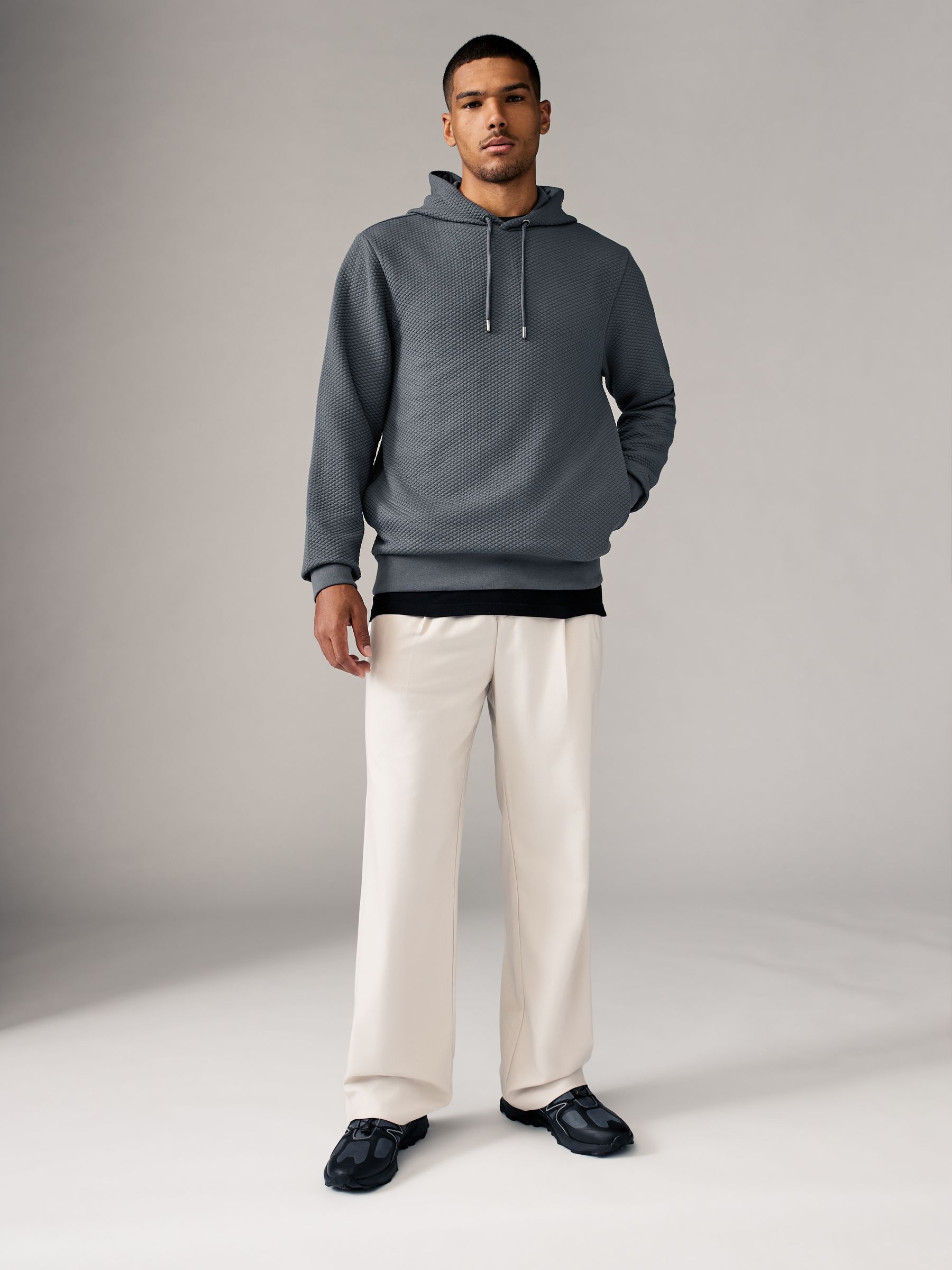 Buy Slate Grey Textured Overhead Hoodie from the Next UK online shop