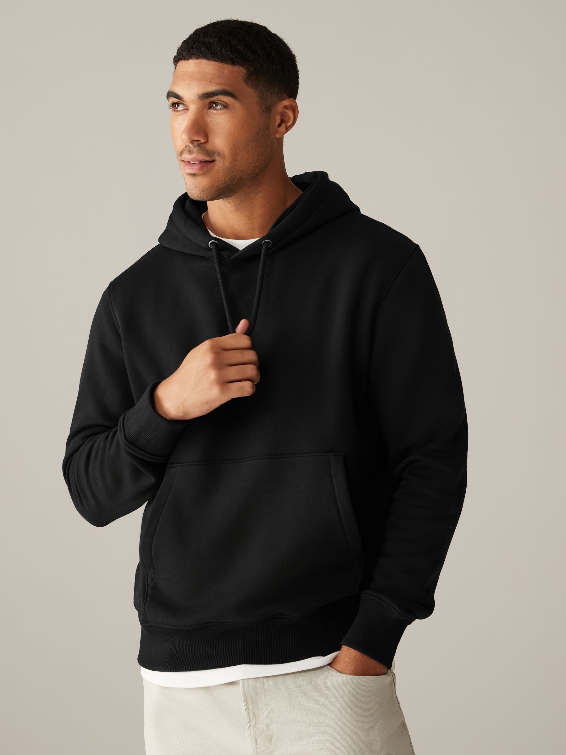 Buy Black Regular Fit Rich Jersey Fabric Hoodie from the Next UK online ...