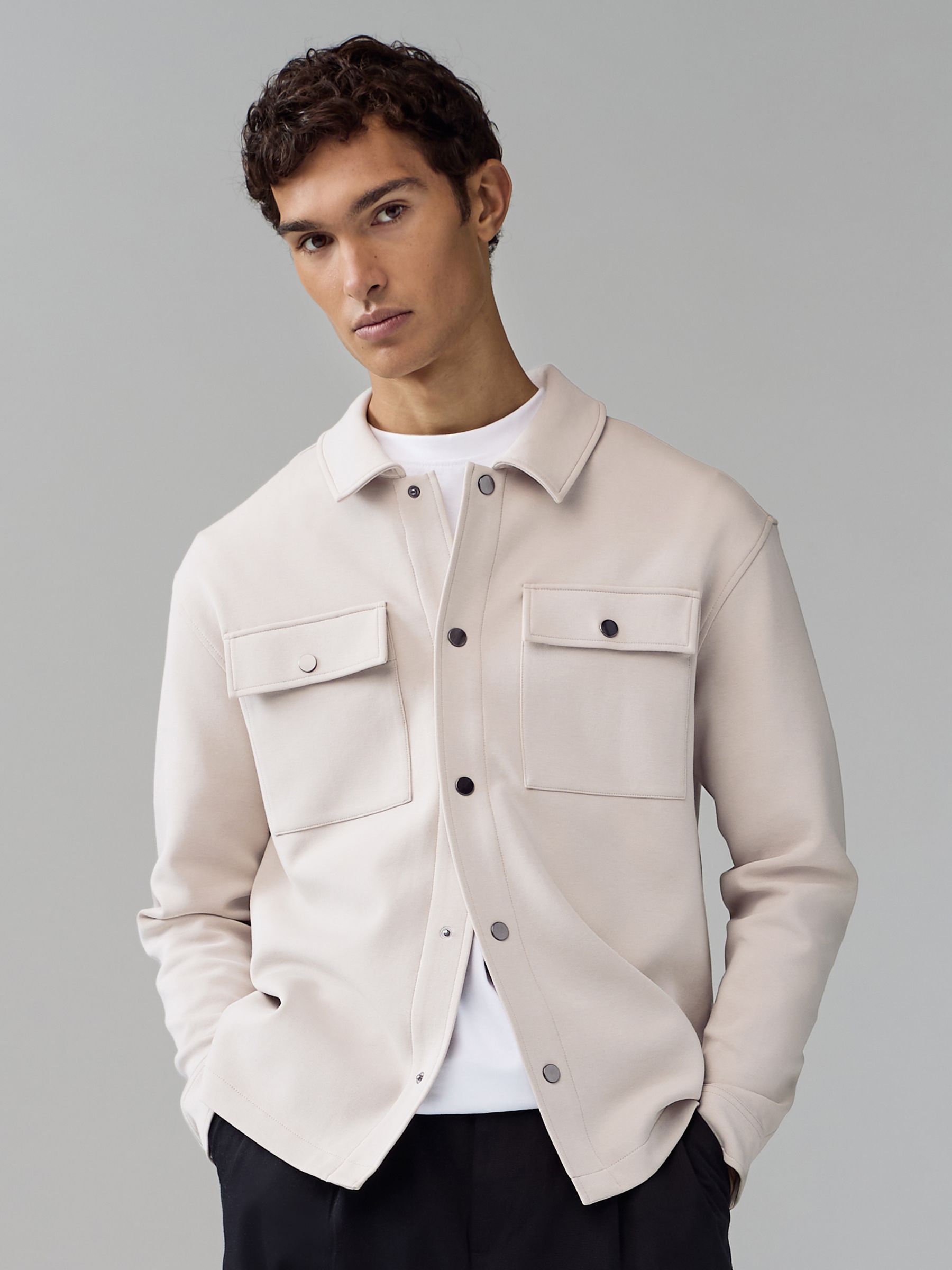 Buy Ecru Smart Interlock Scuba Popper Shacket from the Next UK online shop