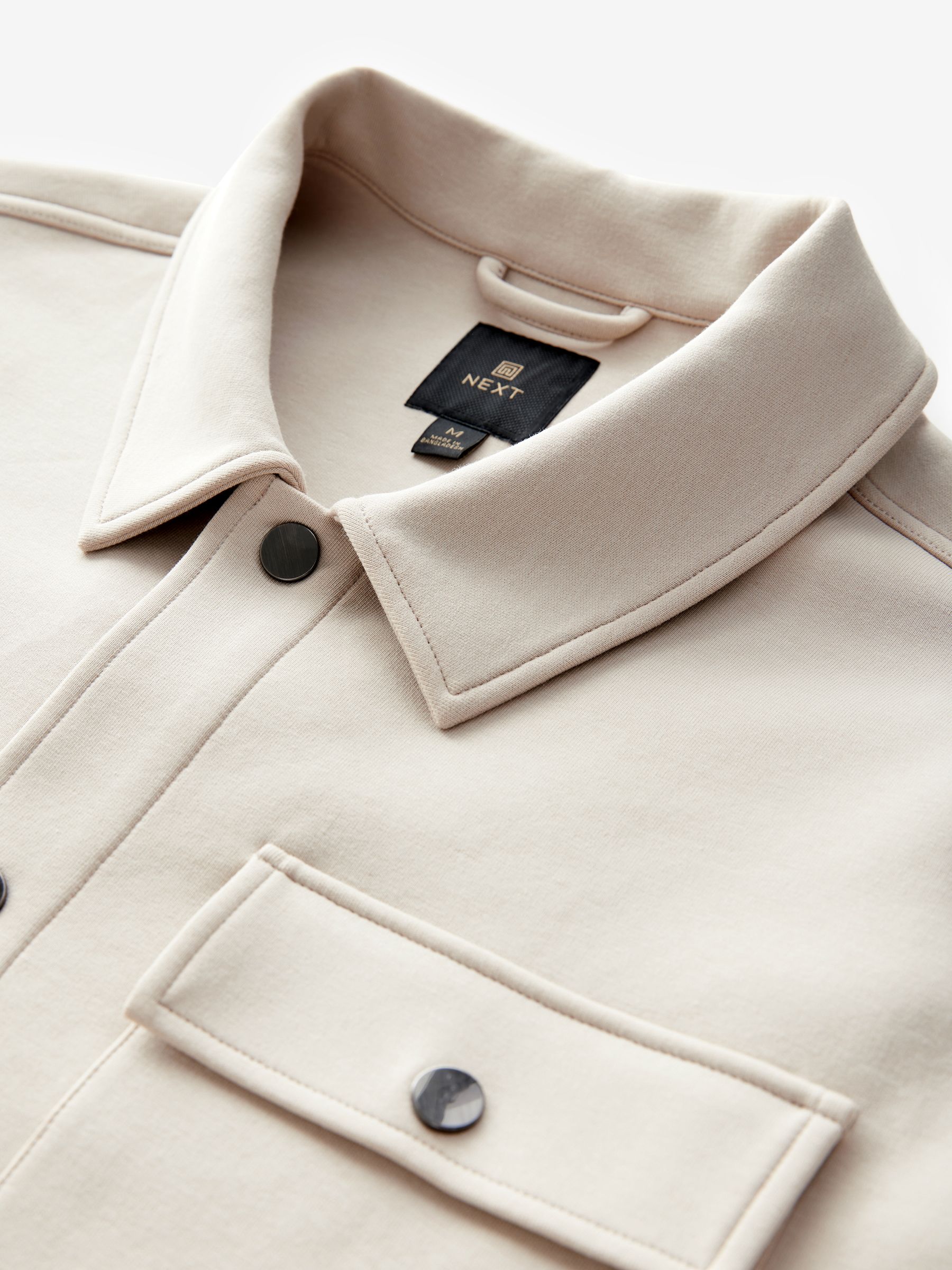 Buy Ecru Smart Interlock Scuba Popper Shacket from the Next UK online shop