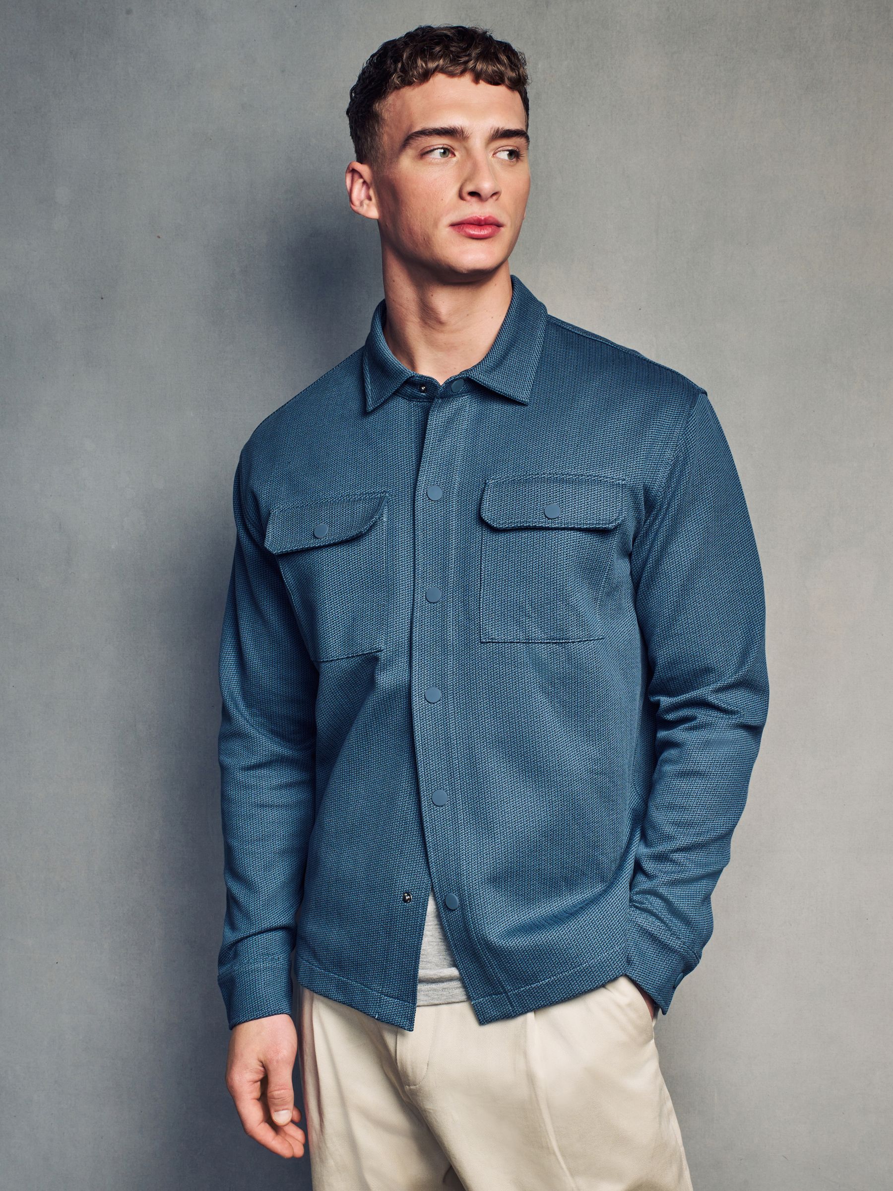 Buy Denim Blue Regular Fit Popper Shacket from Next Kuwait