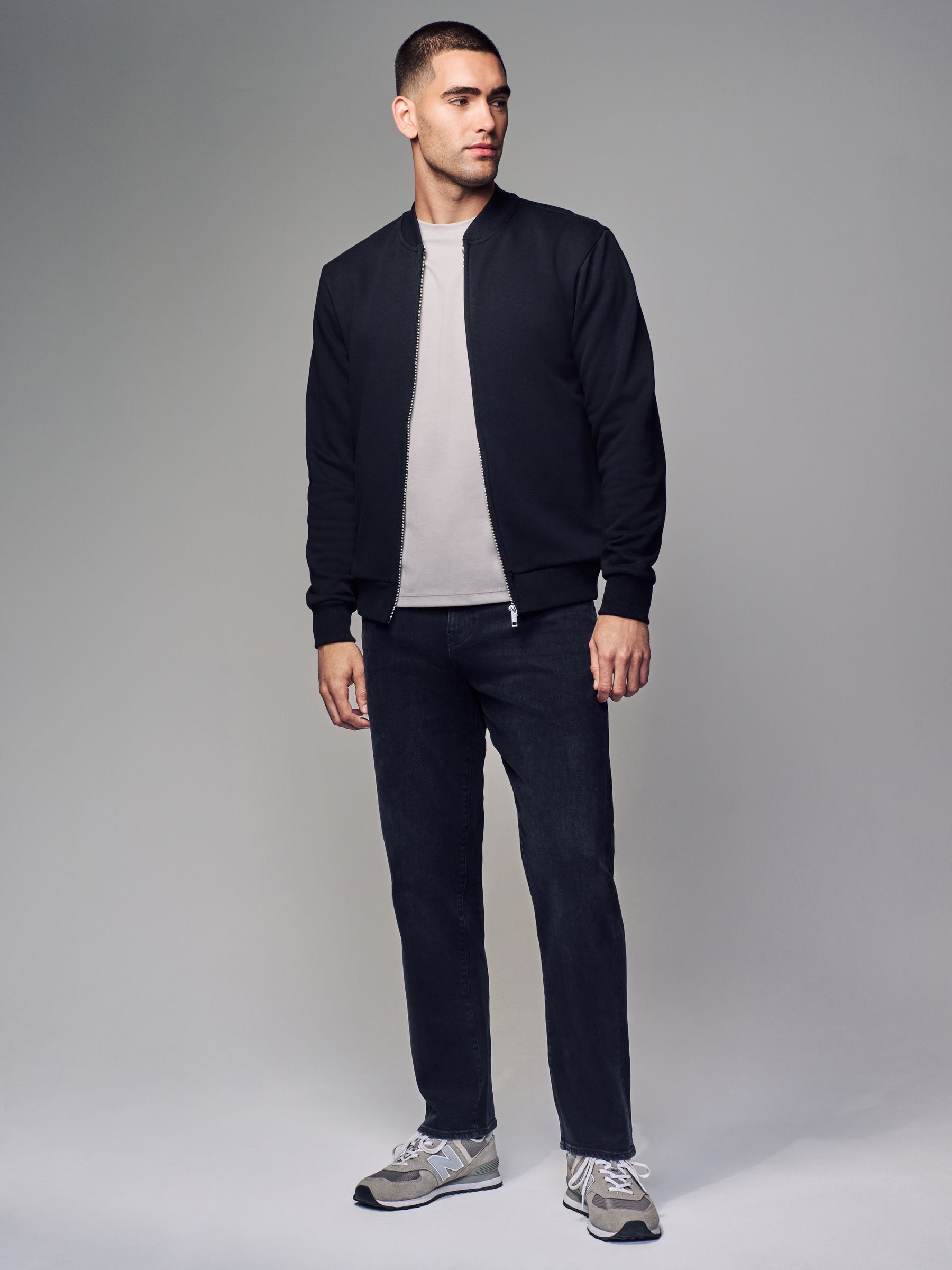 Buy Black Cotton Rich Full Zip Jersey Bomber Jacket from Next Ireland