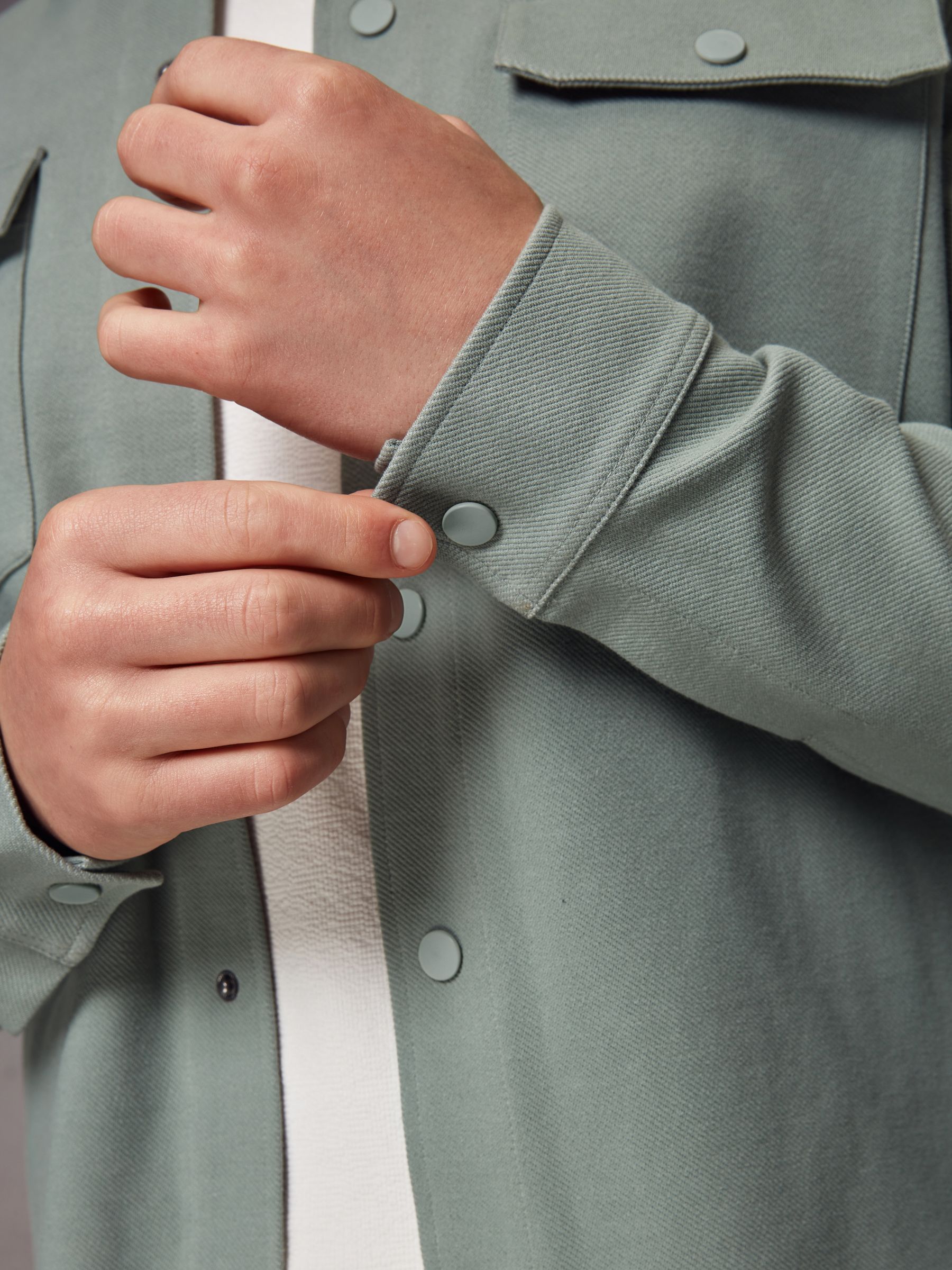 Buy Dark Sage Green Popper Shacket from the Next UK online shop