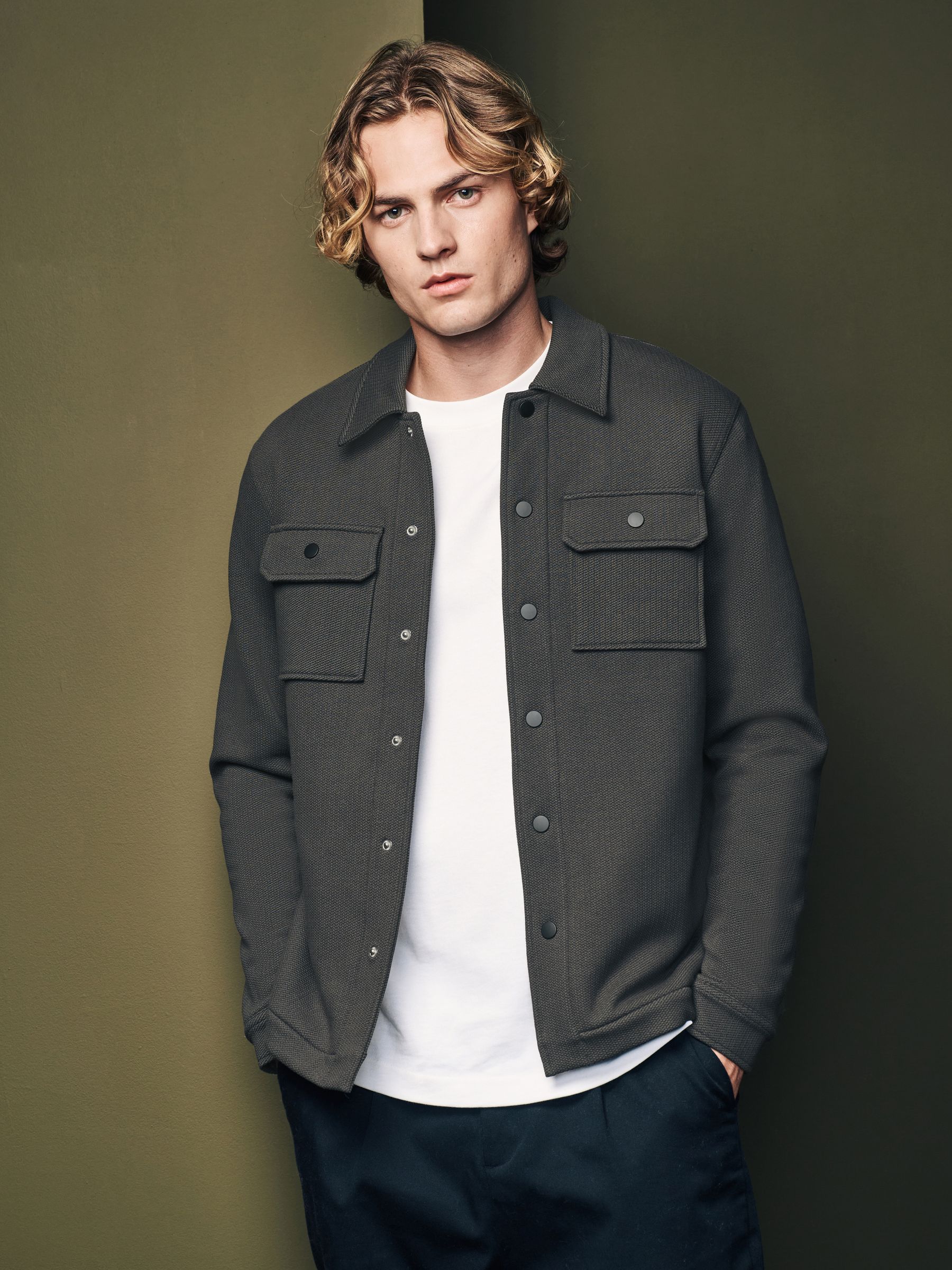 Buy Slate Grey Borg Fleece Lined Shacket from the Next UK online shop