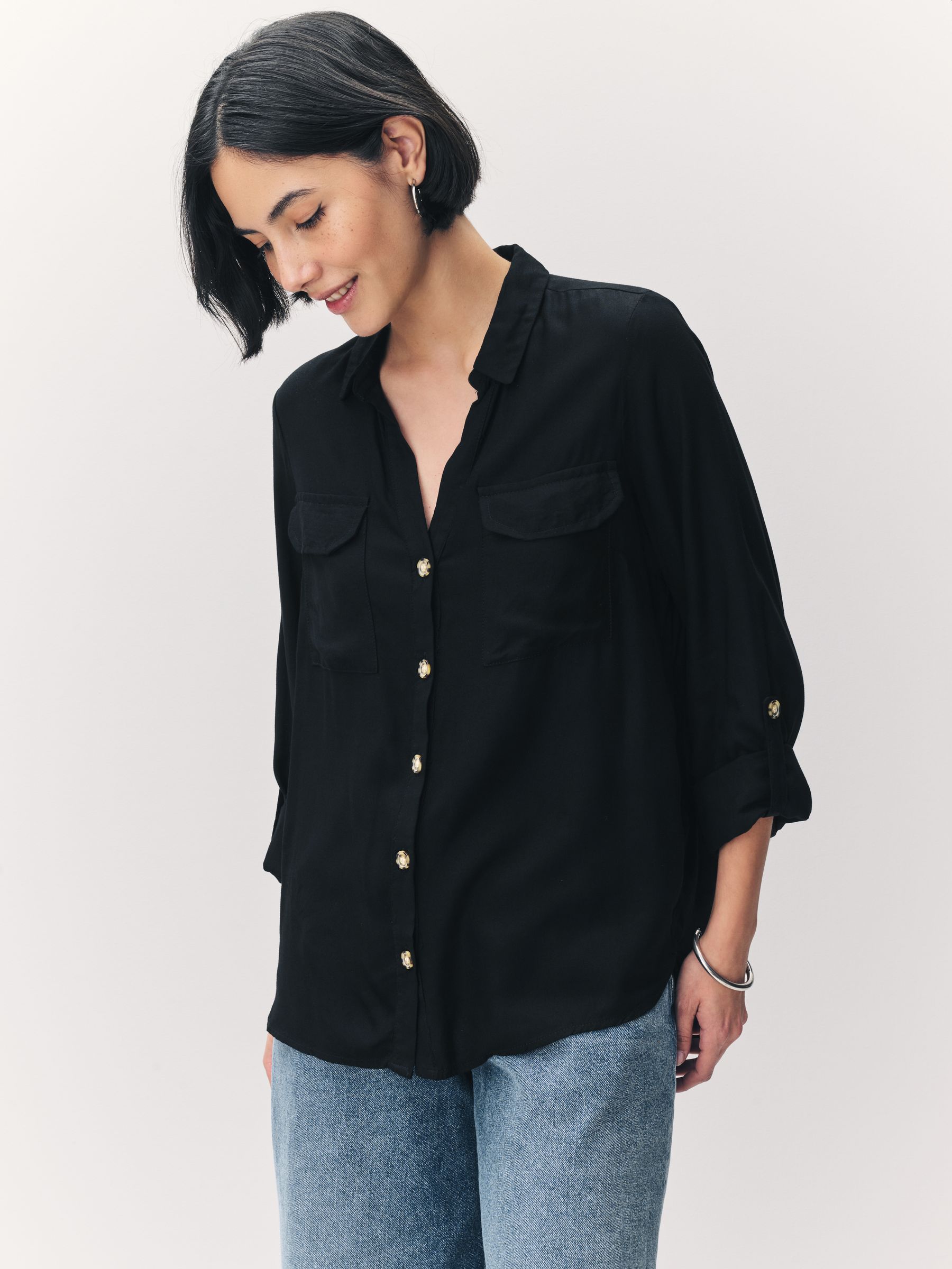 Buy VERO MODA Black Button Through Open Neck Shirt from the Next UK ...
