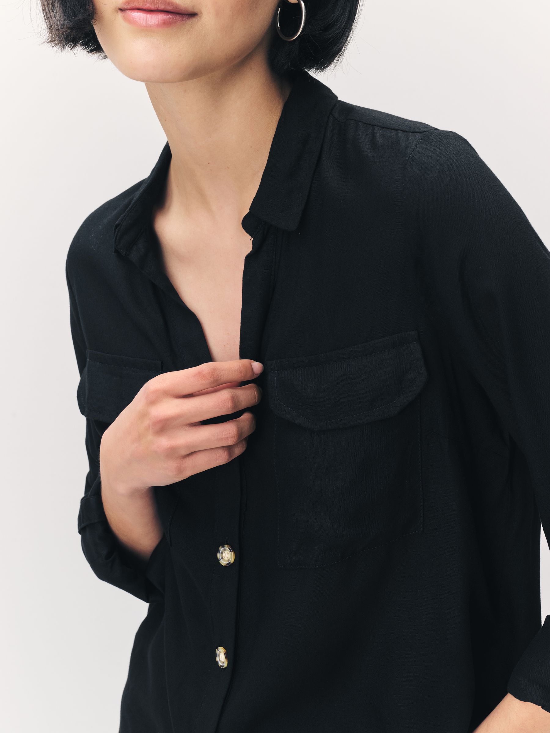 Buy VERO MODA Black Button Through Open Neck Shirt from the Next UK ...