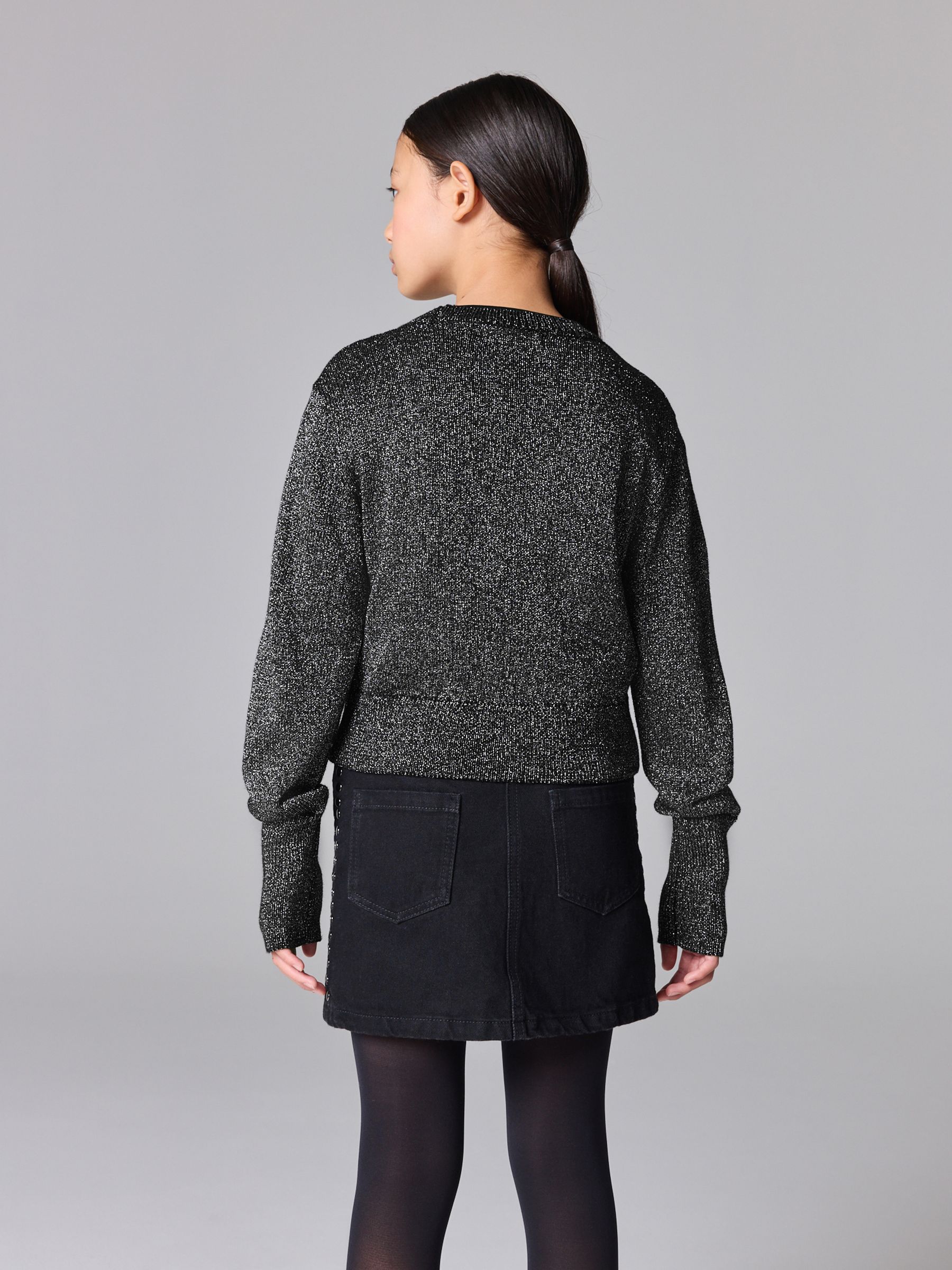 Buy smALLSAINTS Silver Girls Lyra Glitter Knitted Cardigan from the ...