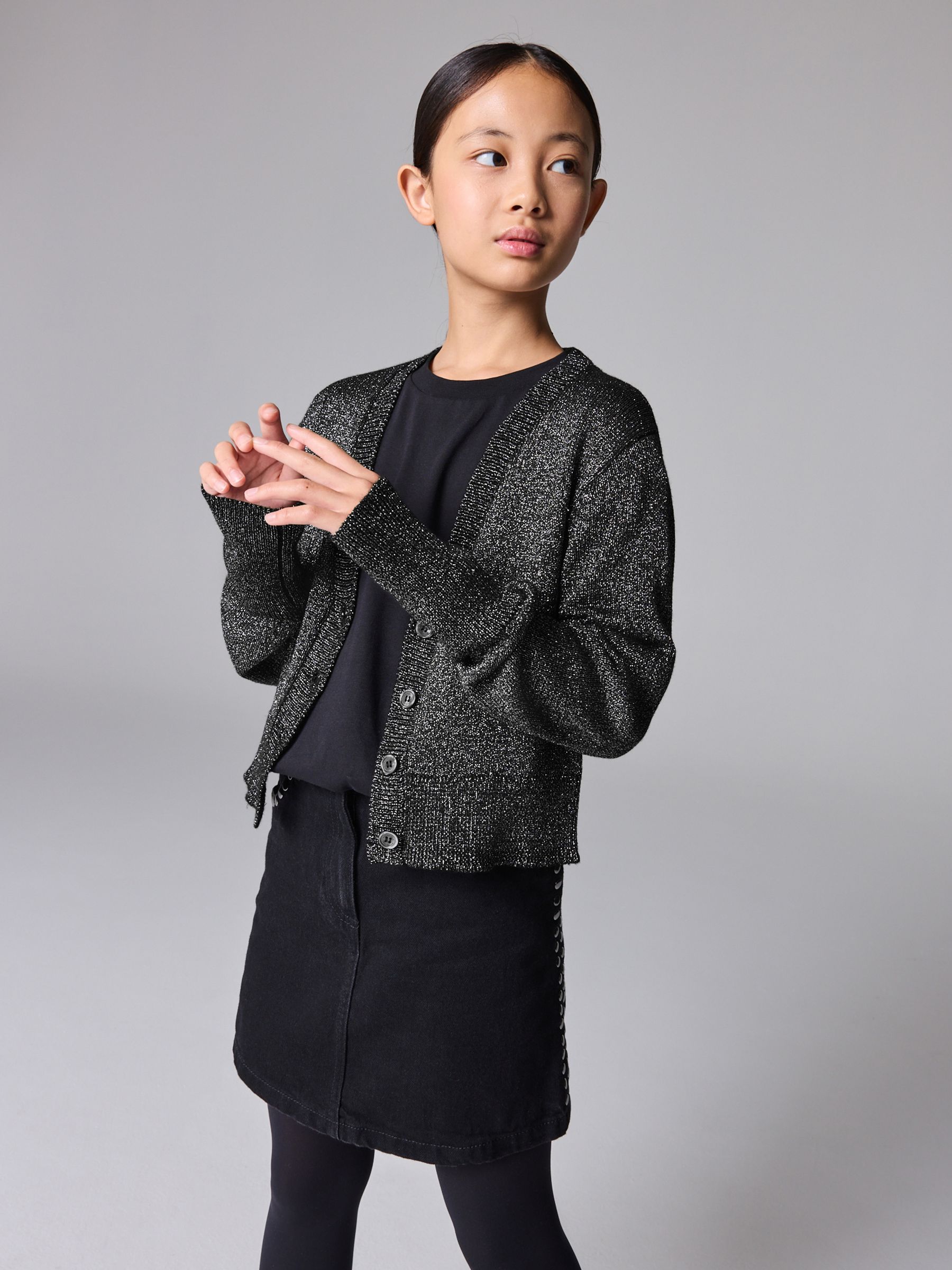 Buy smALLSAINTS Silver Girls Lyra Glitter Knitted Cardigan from the ...