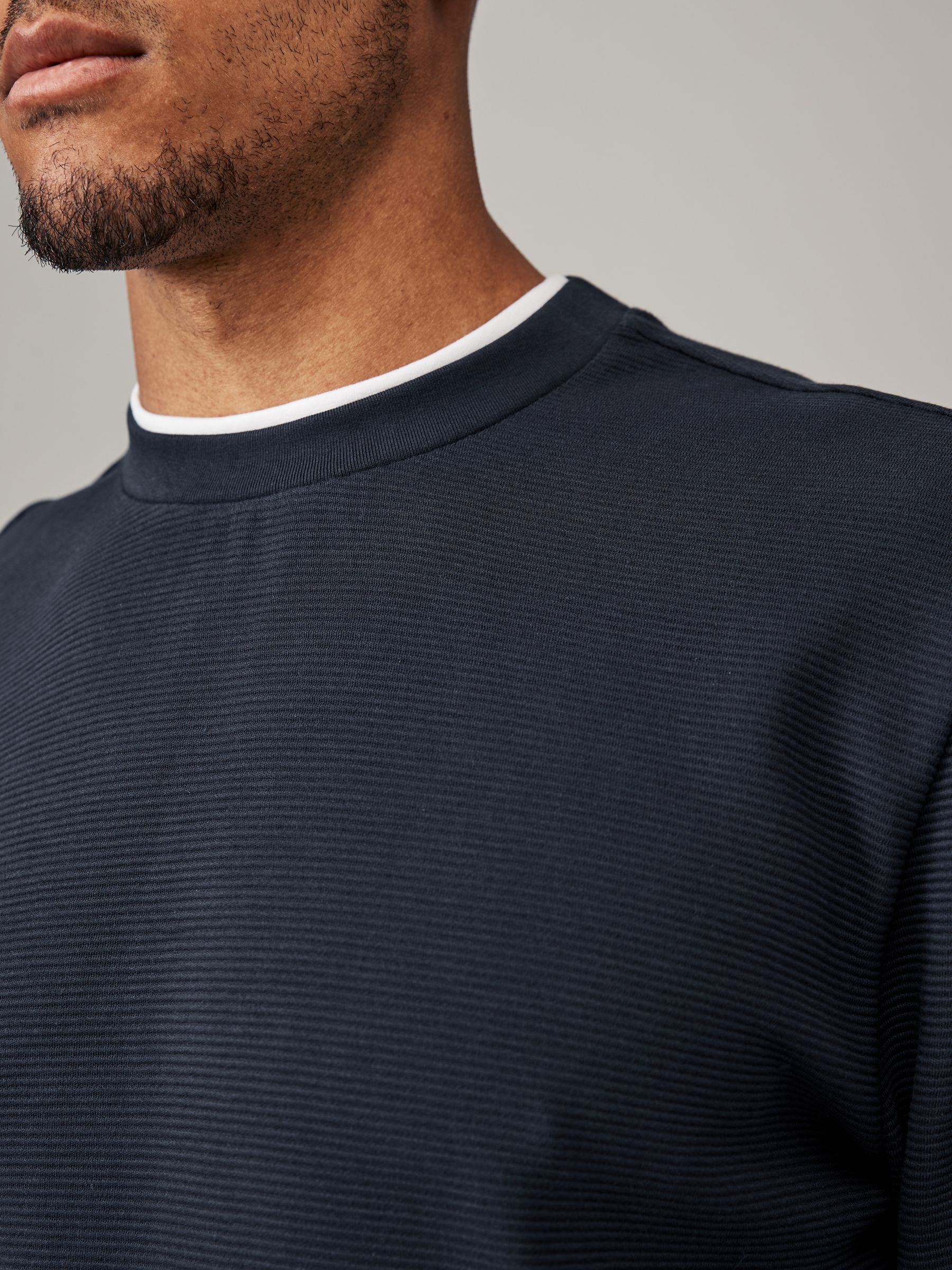 Buy Navy Blue Texture Long Sleeve Mock Layer Jumper from Next Ireland