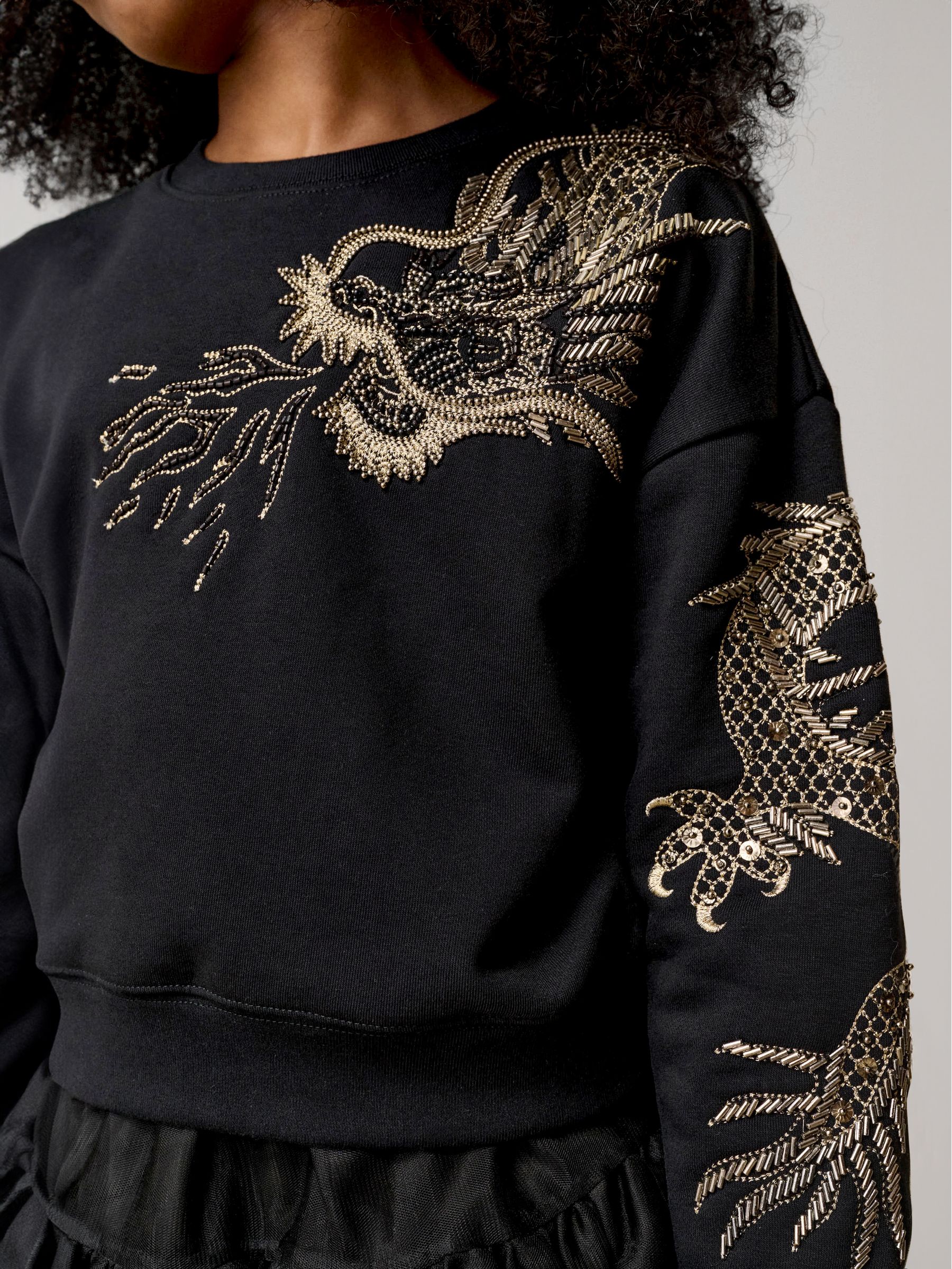 Buy smALLSAINTS Black Dragon Embellished Crew Sweatshirt from the Next ...