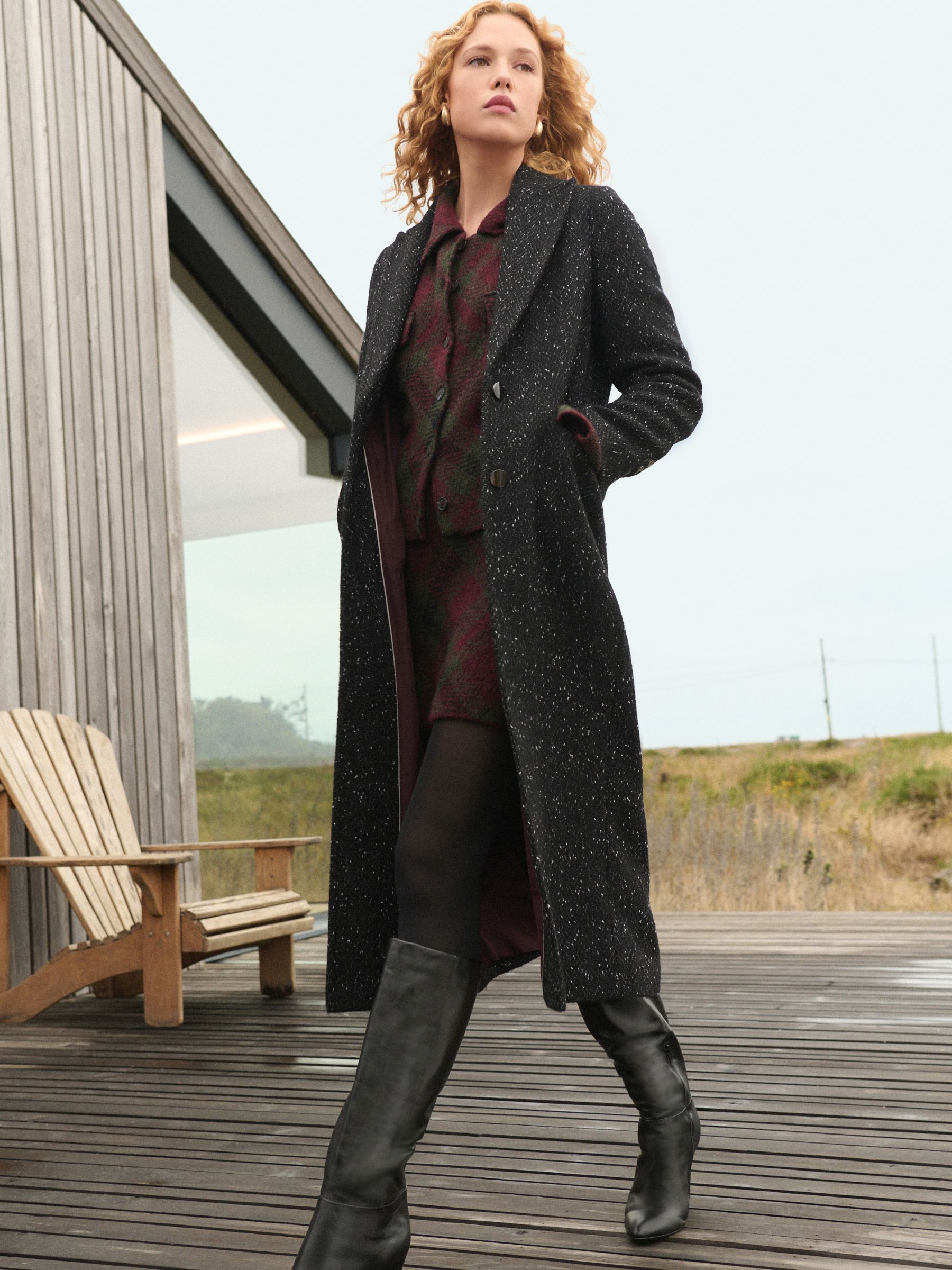 Buy Black Textured Revere Collar Coat from the Next UK online shop