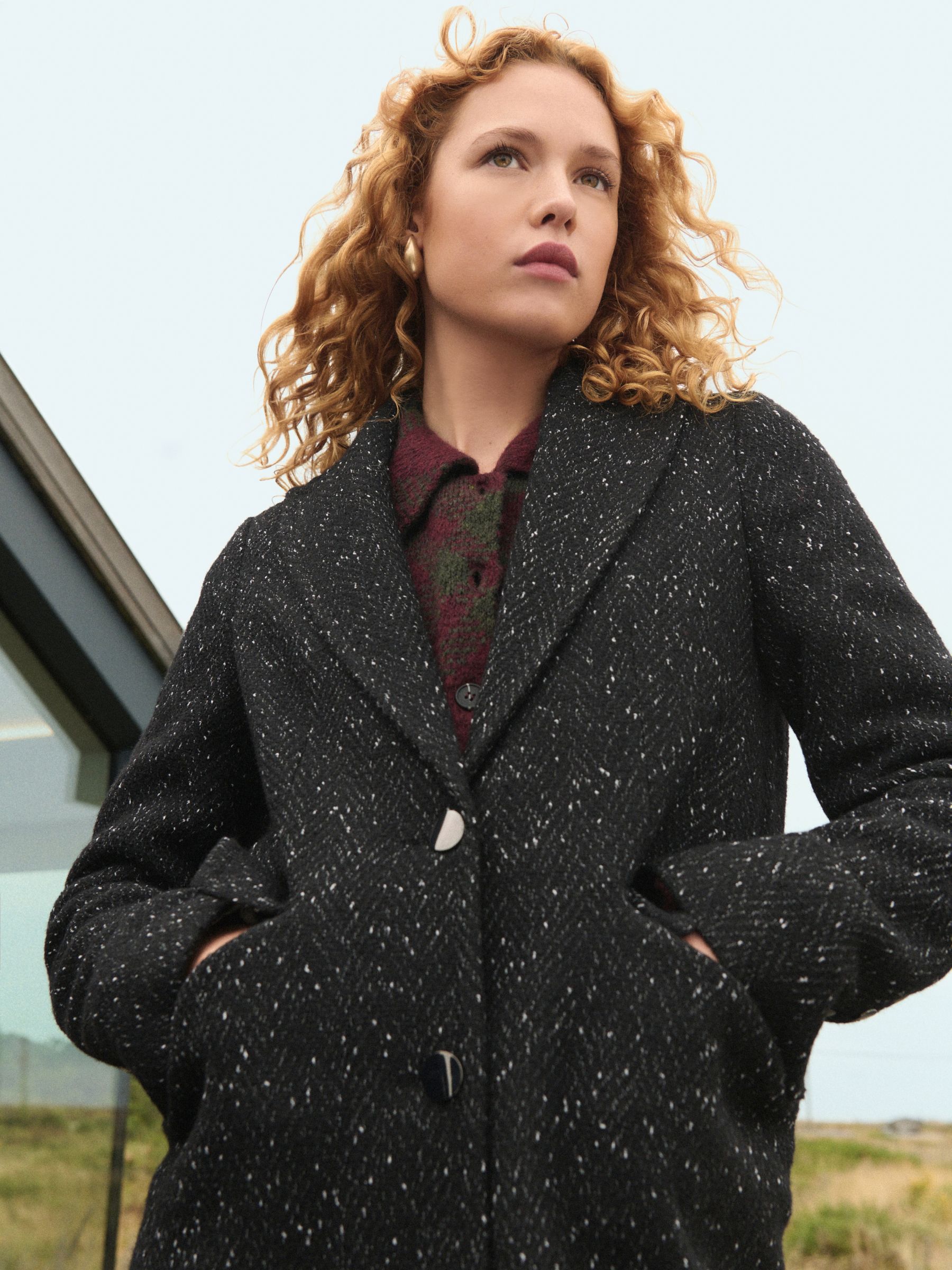 Buy Black Textured Revere Collar Coat from the Next UK online shop