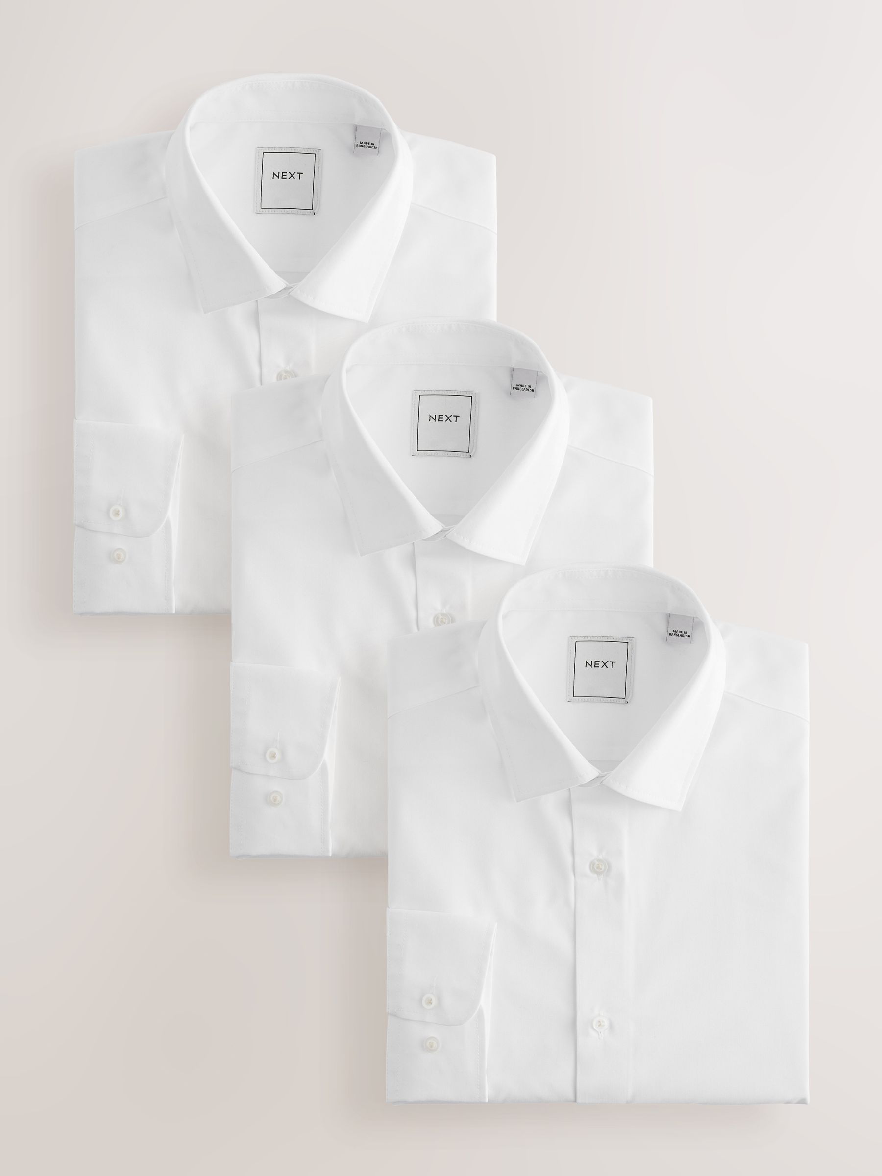 Buy White Slim Fit Single Cuff Easy Care Smart Shirts 3 Pack from the ...