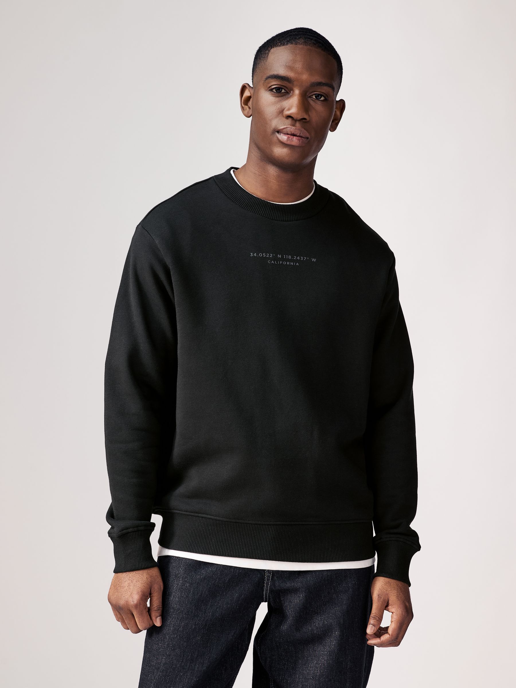 Buy Black Cotton Rich Crew Graphic Sweatshirt from the Next UK online shop
