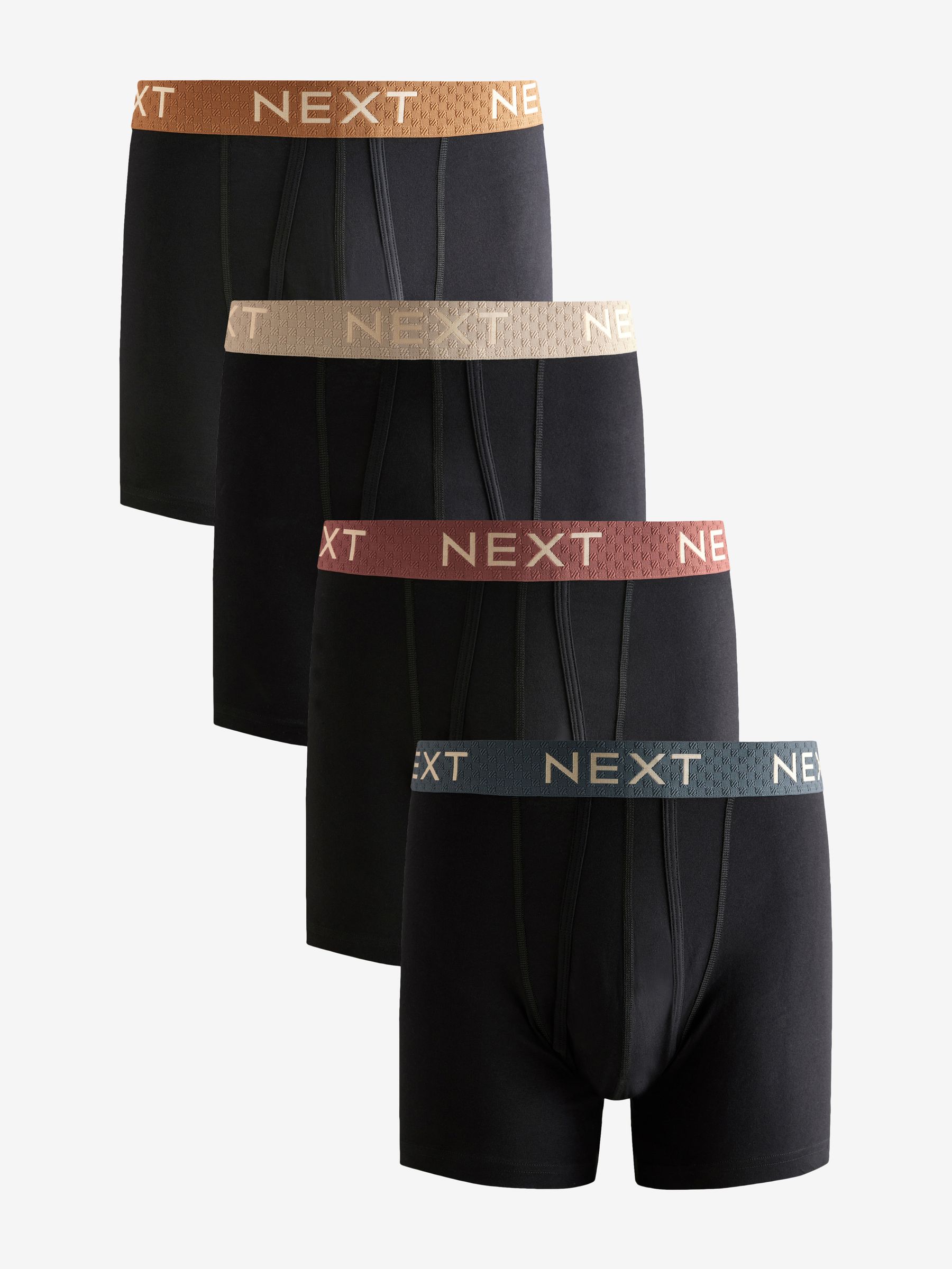 Buy Black Warm Blue/Red Textured Metallic 4 pack A-Front Cotton Rich ...