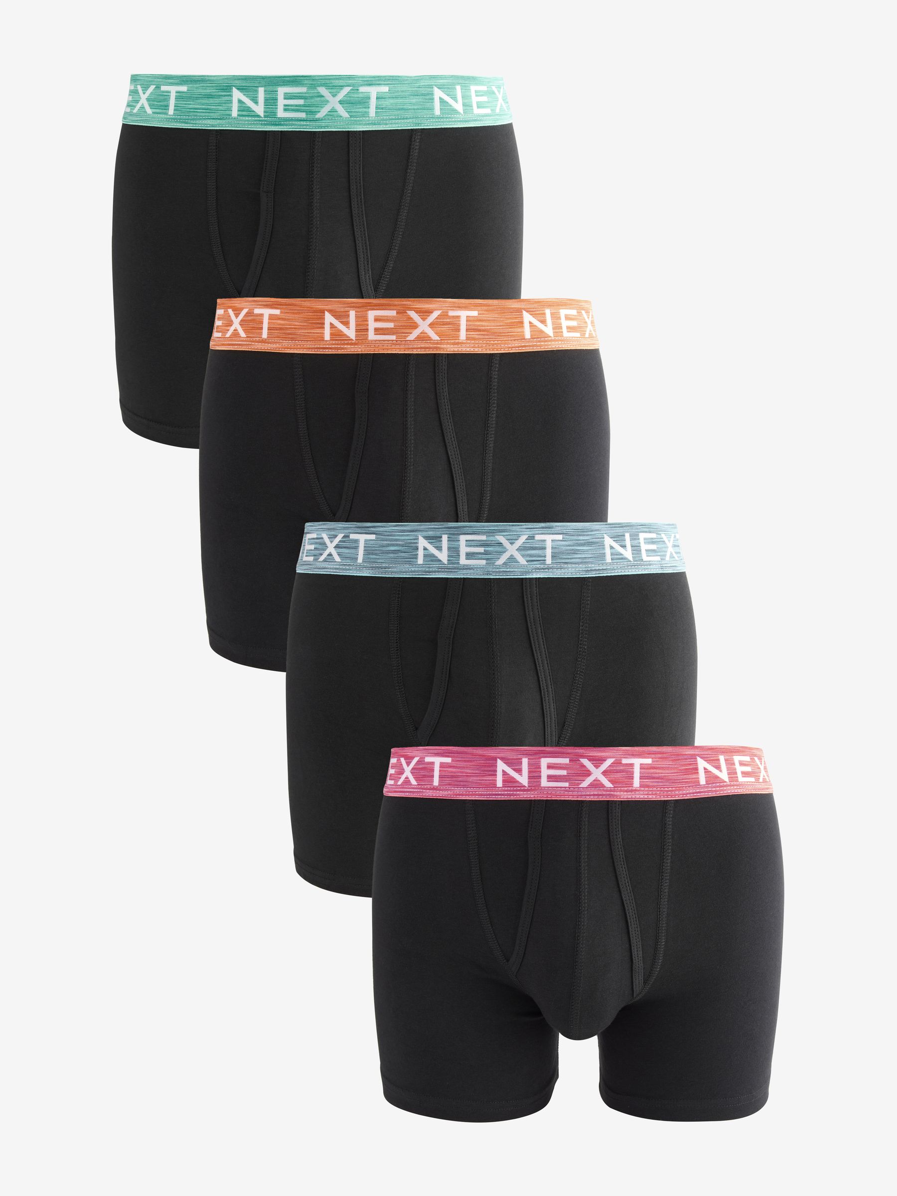 Buy Black Bright Silver Marl Waistband 4 pack A-Front Cotton Rich ...