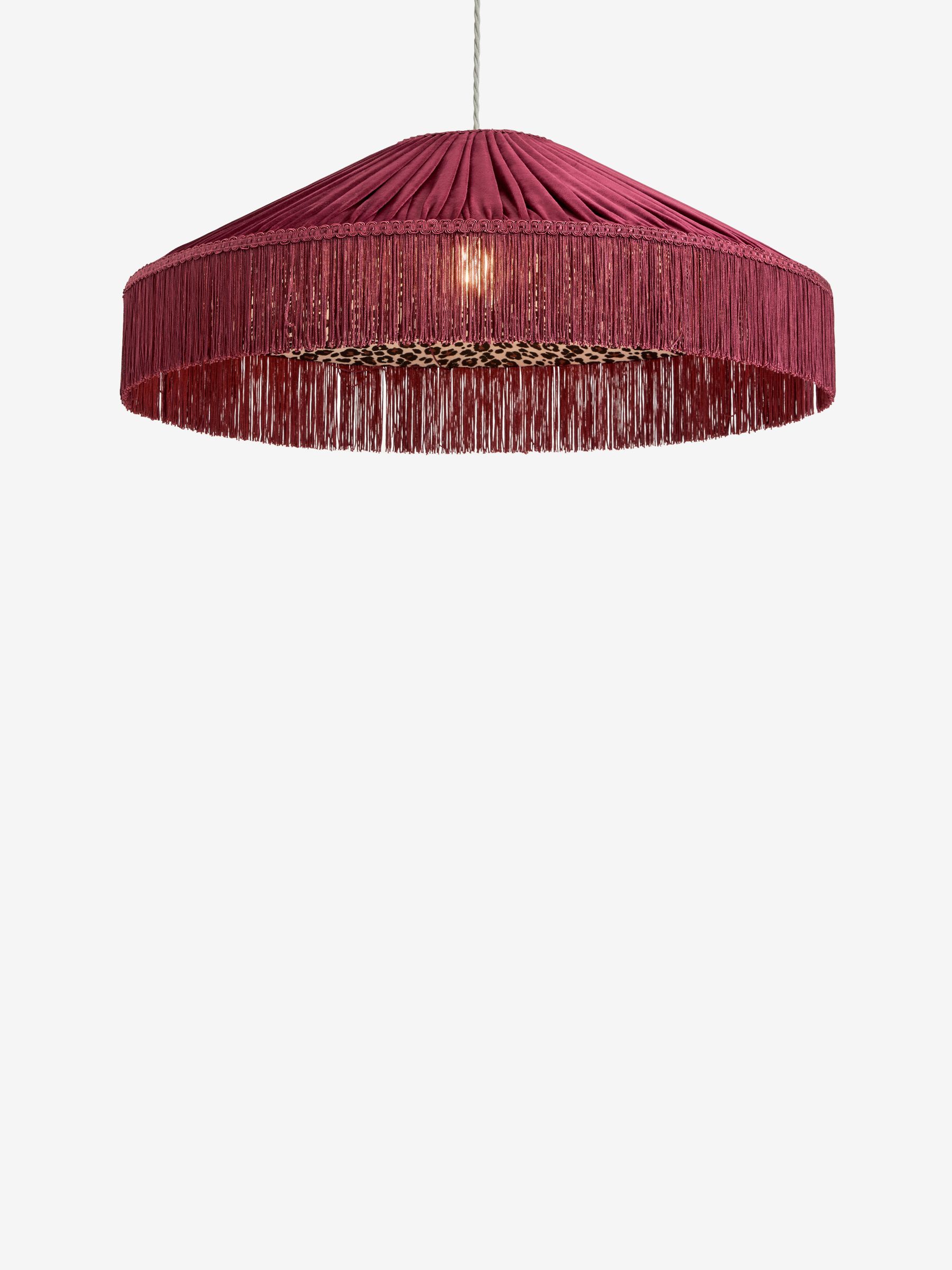 Buy Burgundy Red/Leopard Print Allegra Velvet Fringed Easy Fit Ceiling ...