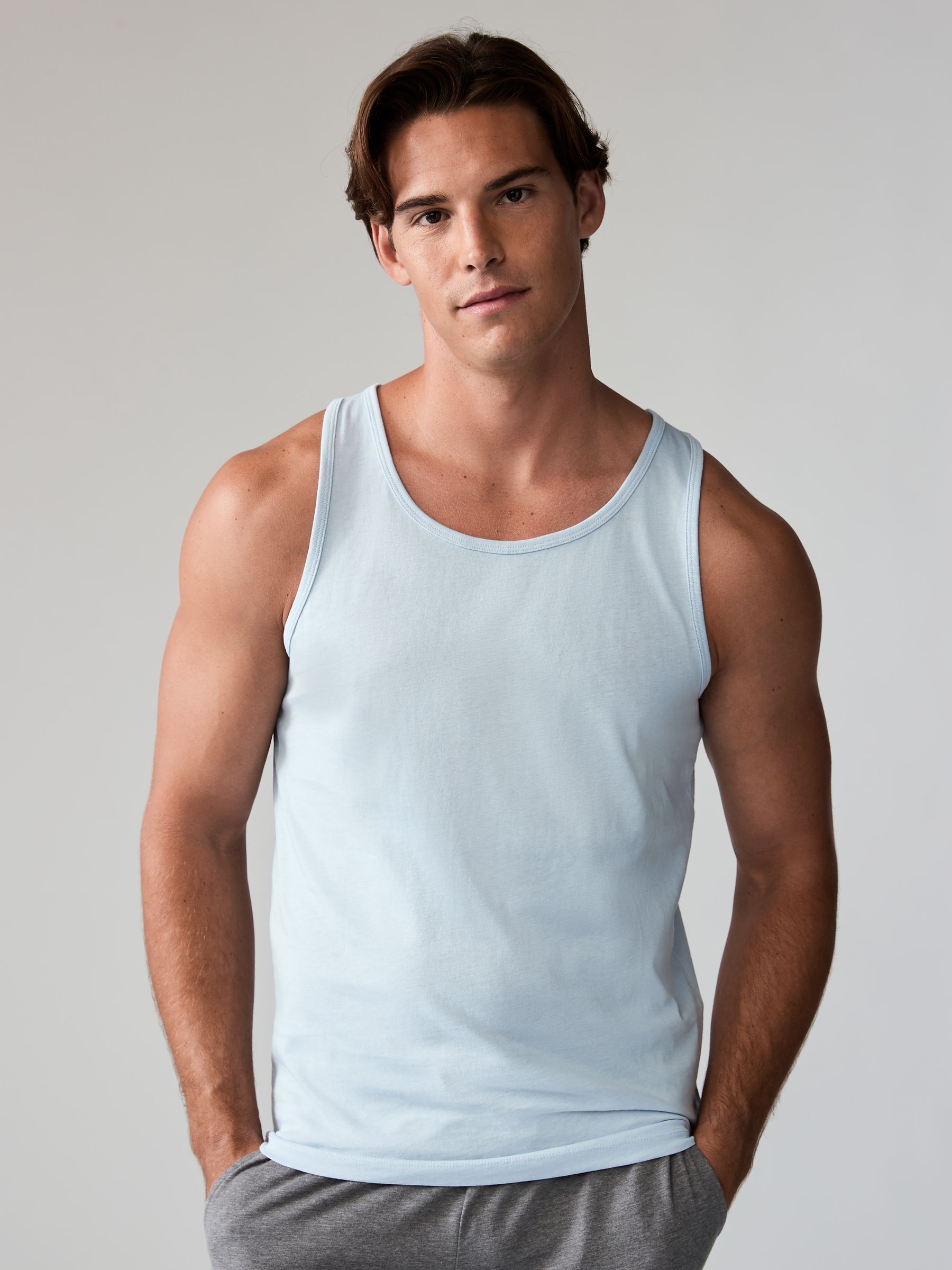 Buy Mixed Blues 100% Cotton Layering Vests 5 Pack from the Next UK ...