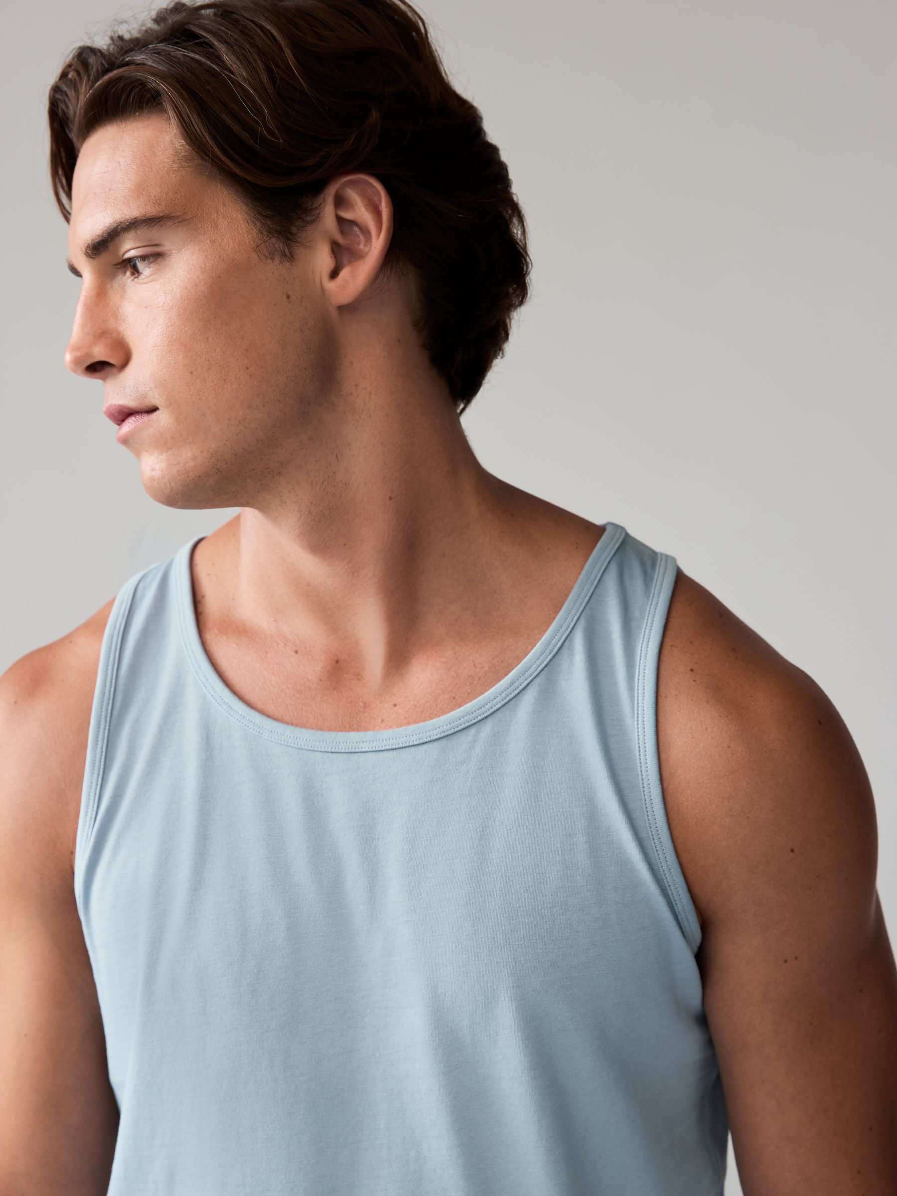 Buy Mixed Blues 100% Cotton Layering Vests 5 Pack from the Next UK ...