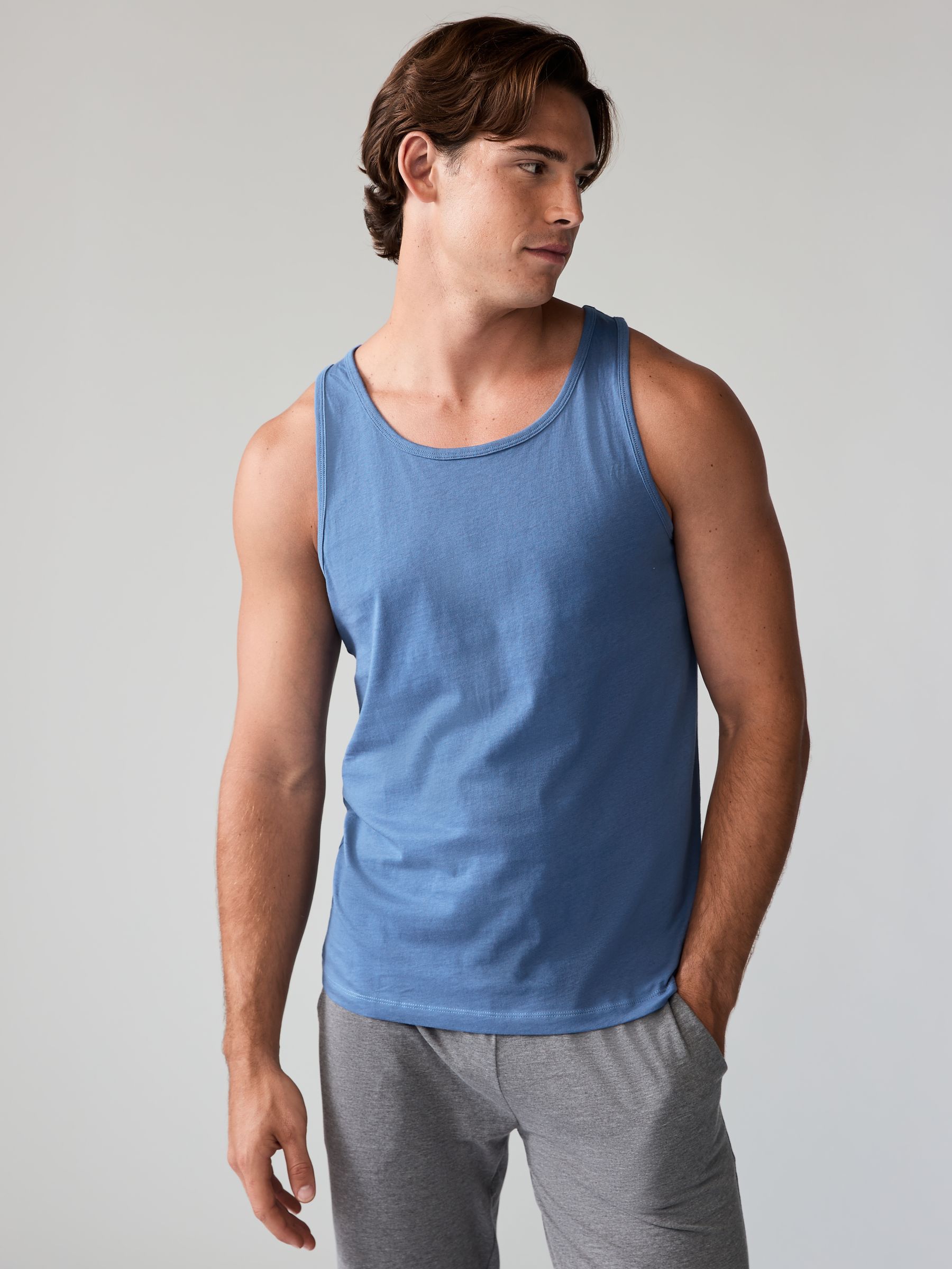 Buy Mixed Blues 100% Cotton Layering Vests 5 Pack from the Next UK ...