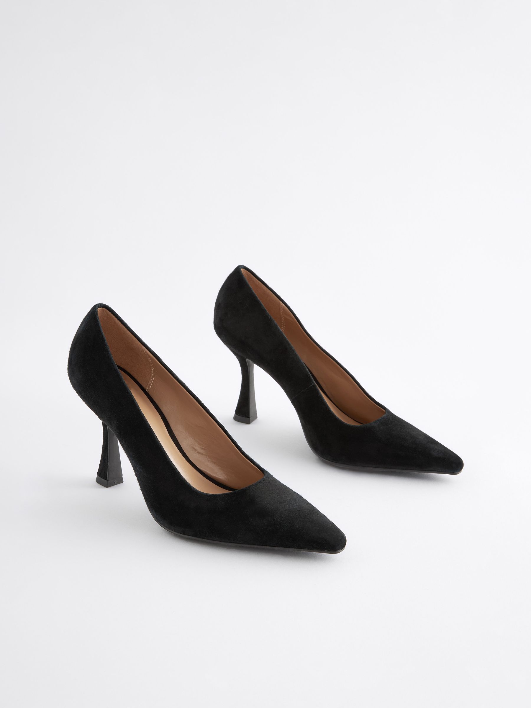 Buy Black Forever Comfort® Leather Chisel Toe Heel Court Shoes from the ...