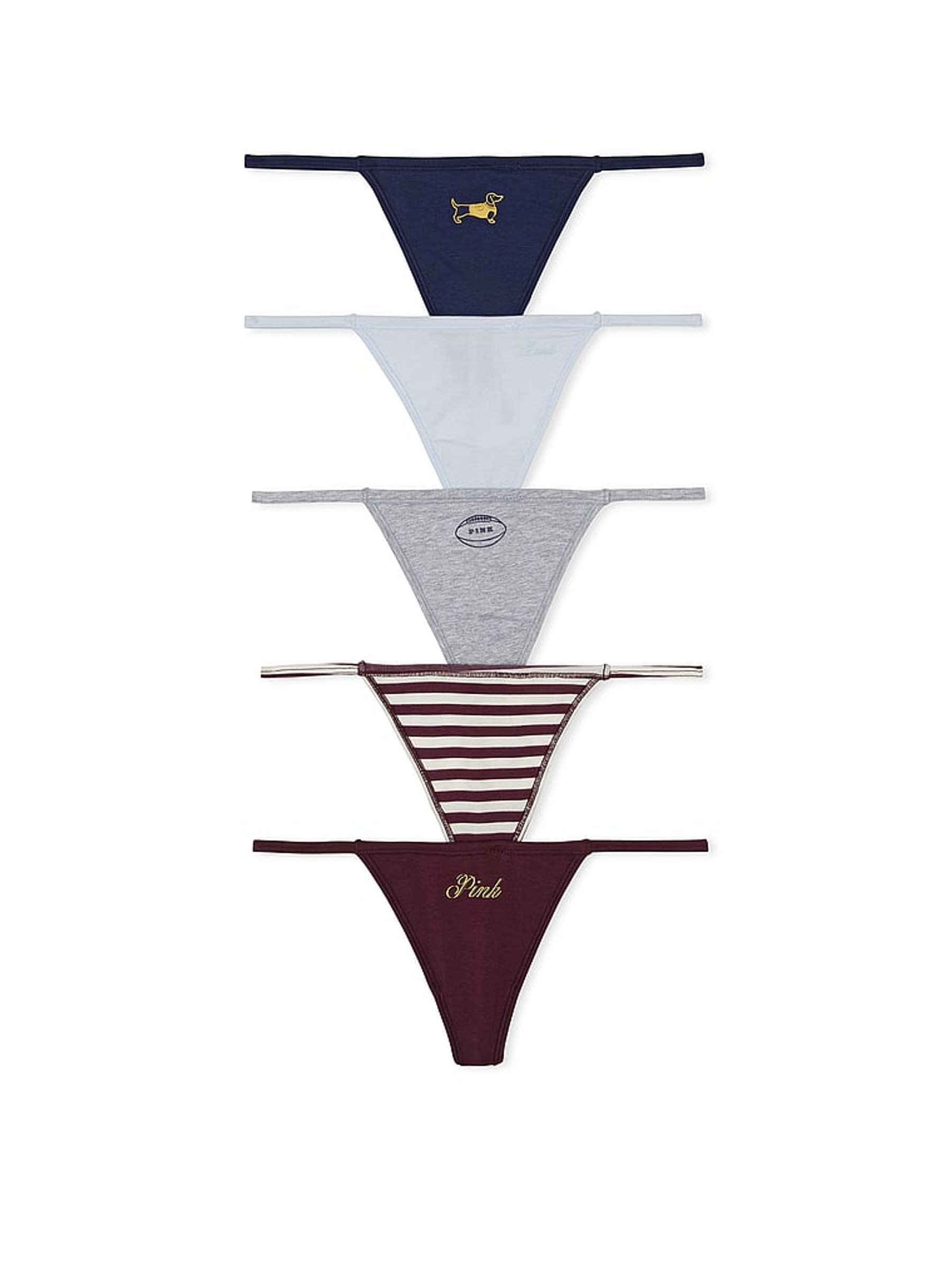 Buy Victoria's Secret PINK Navy/Blue/Grey/Stripe/Burgundy G String 5 ...