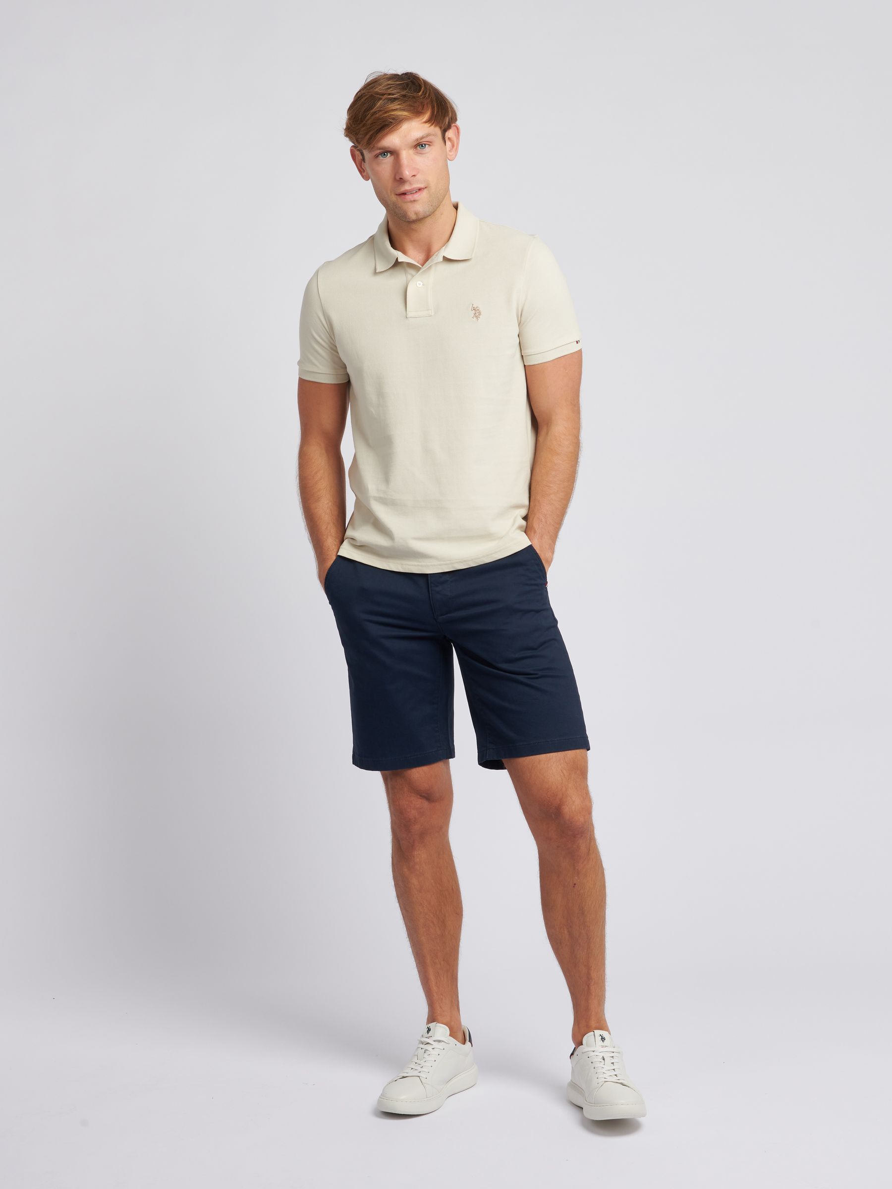 Buy U.S. Polo Assn. Cream Regular Fit Pique 100% Cotton Polo Shirt from ...