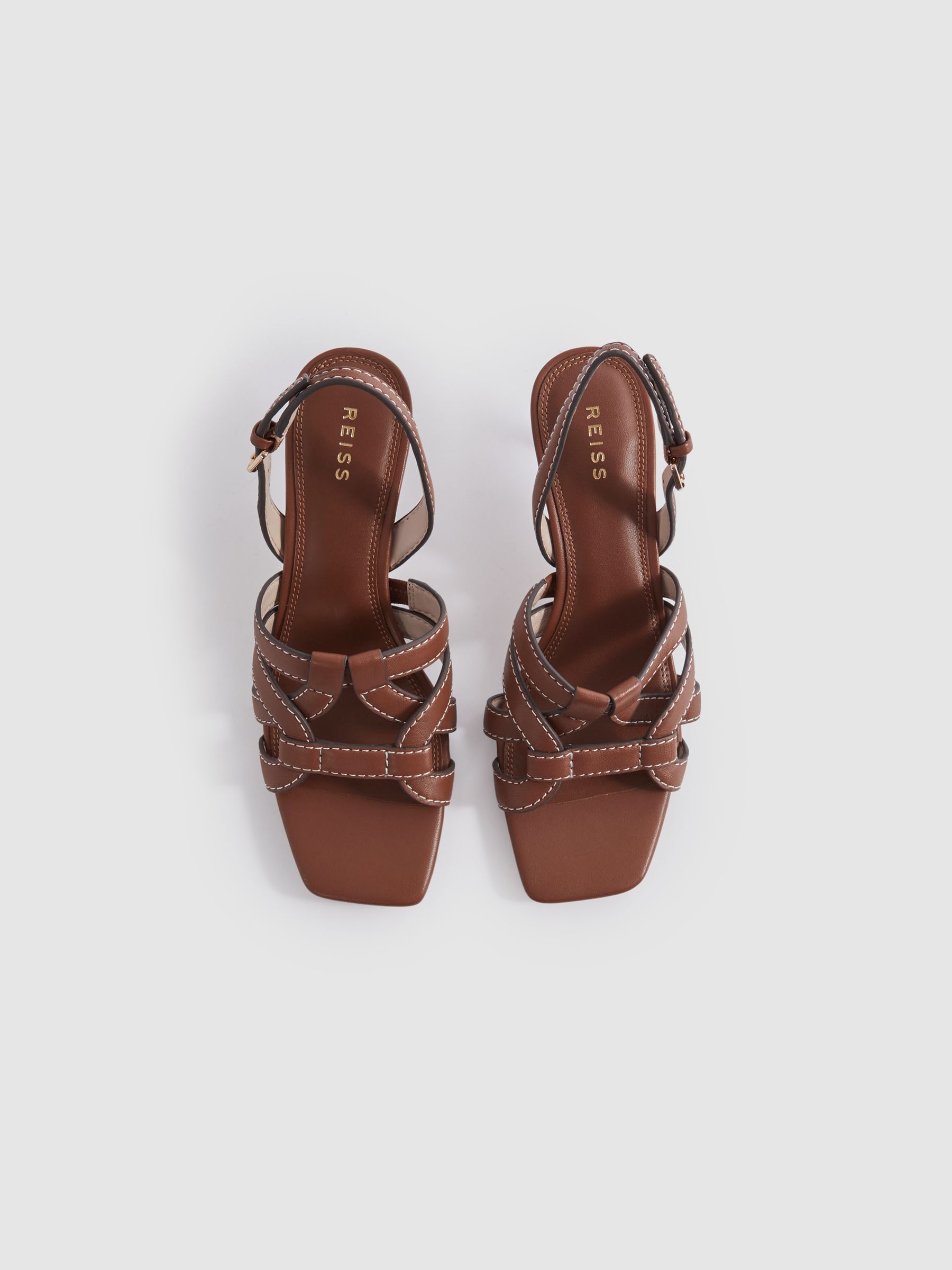 Buy Reiss Tan Nina Leather Strappy Kitten Heels from the Next UK online ...