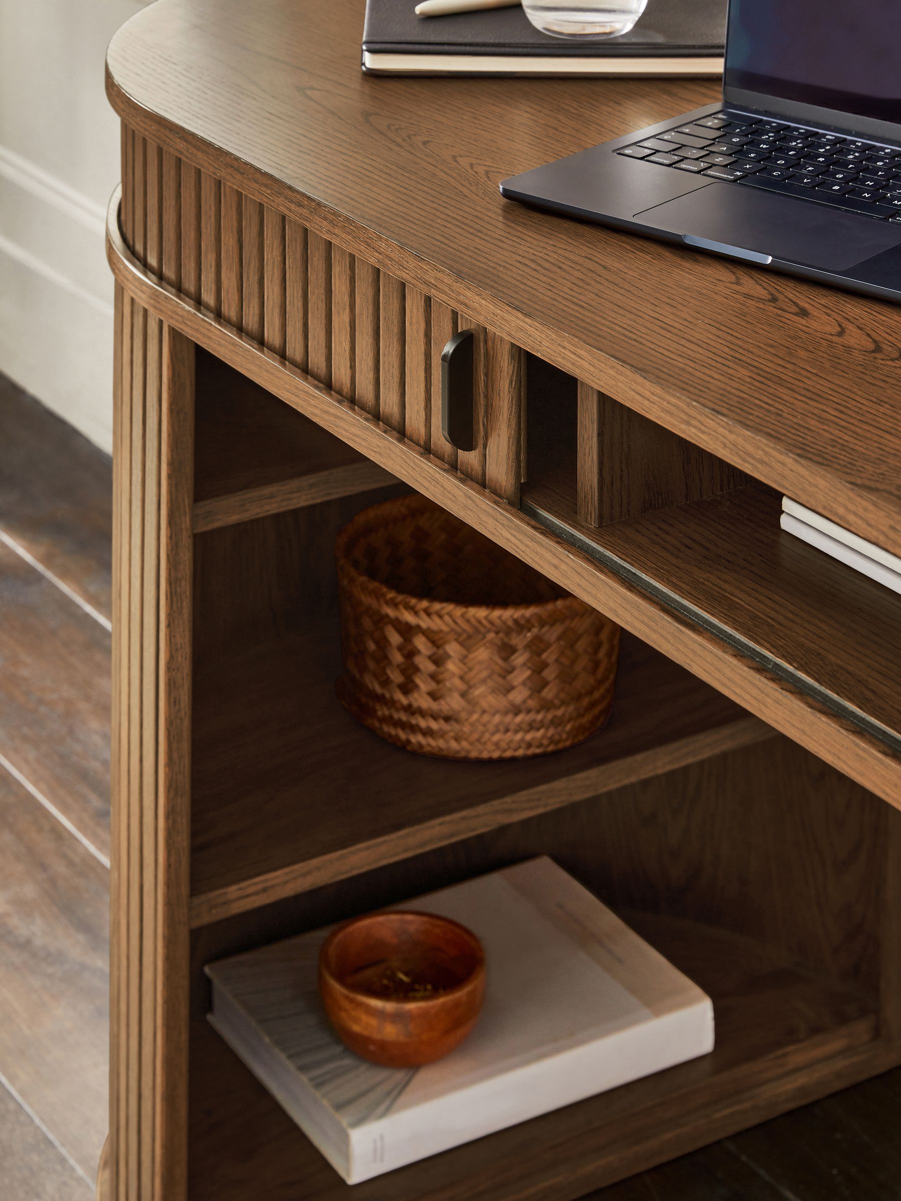 Buy Dark Natural Smoked Hyde Oak Veneer Storage Pedestal Desk from the ...