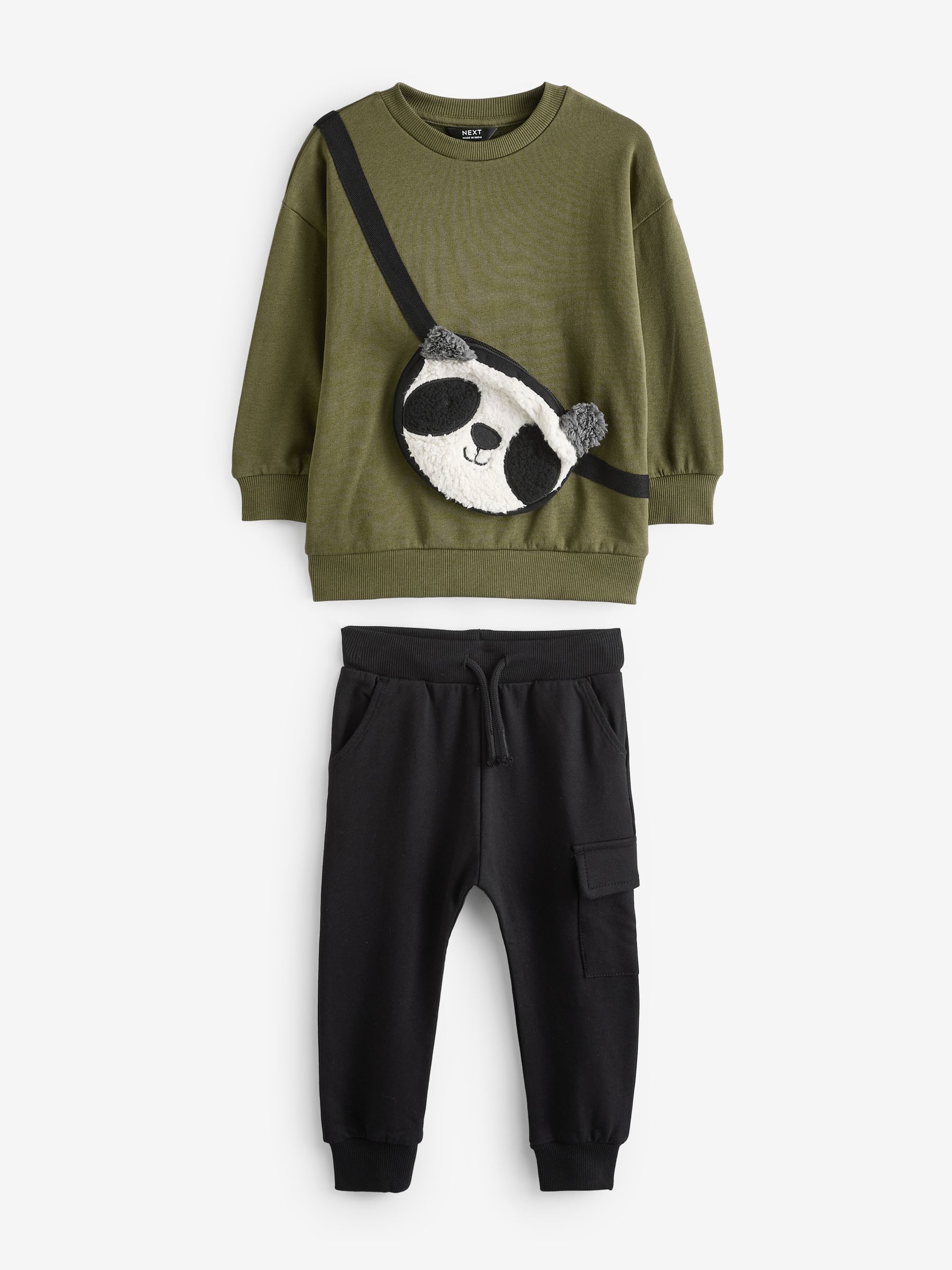 Buy Khaki Green Panda Utility Bumbag Crew Neck 100% Cotton Sweatshirt ...