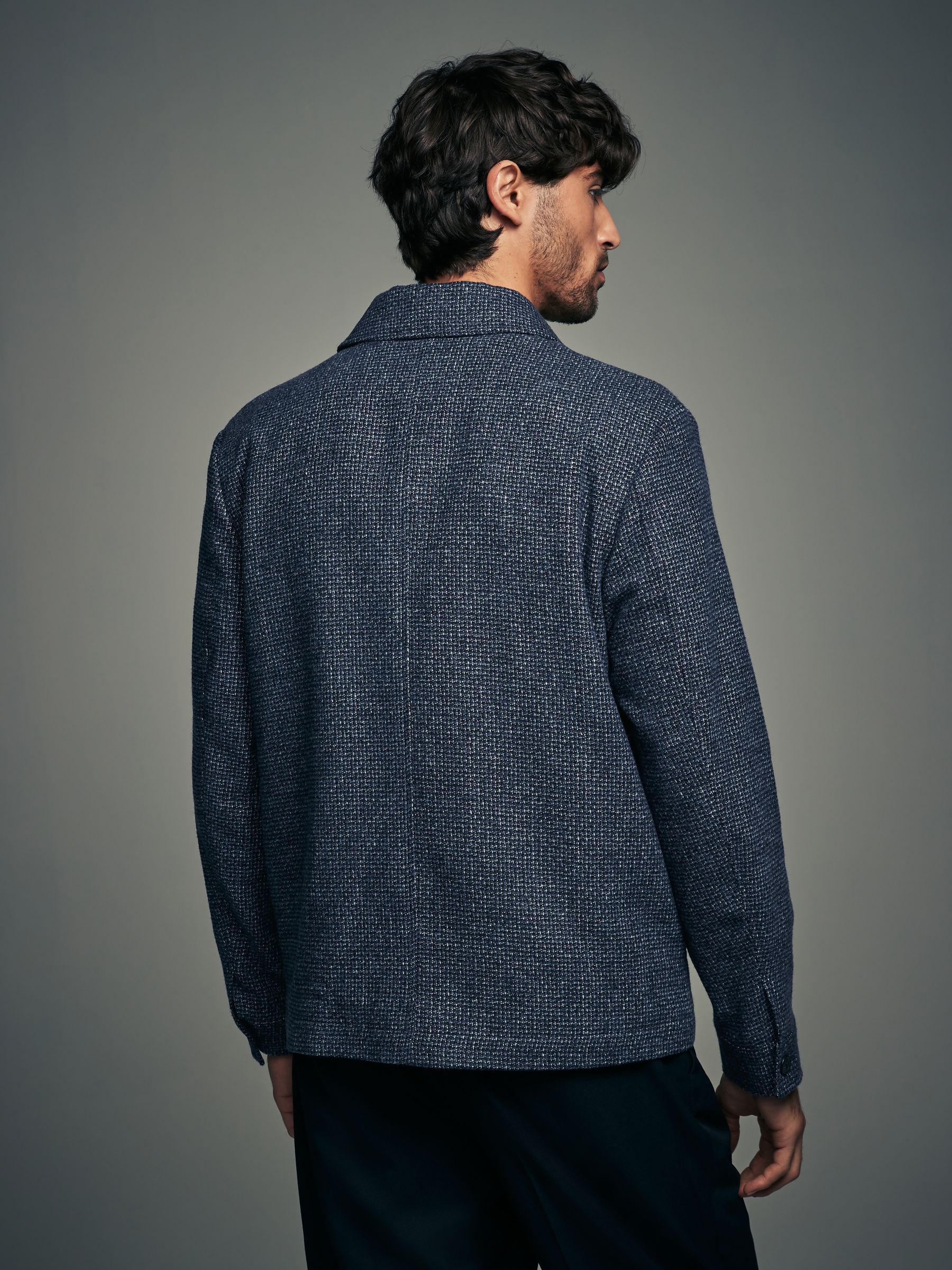 Buy Navy Blue Brushed Check Shacket from the Next UK online shop
