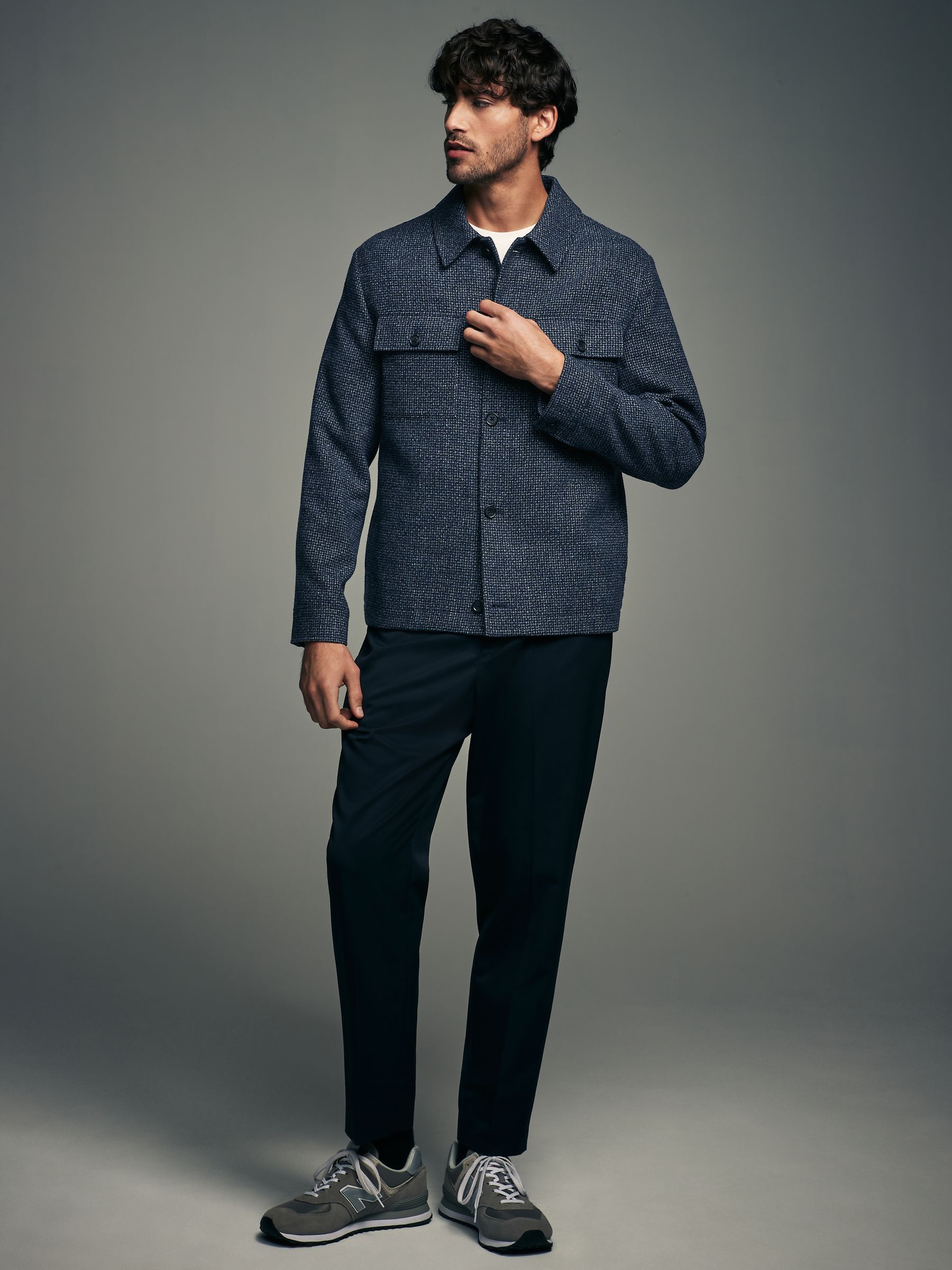 Buy Navy Blue Brushed Check Shacket from Next Saudi Arabia