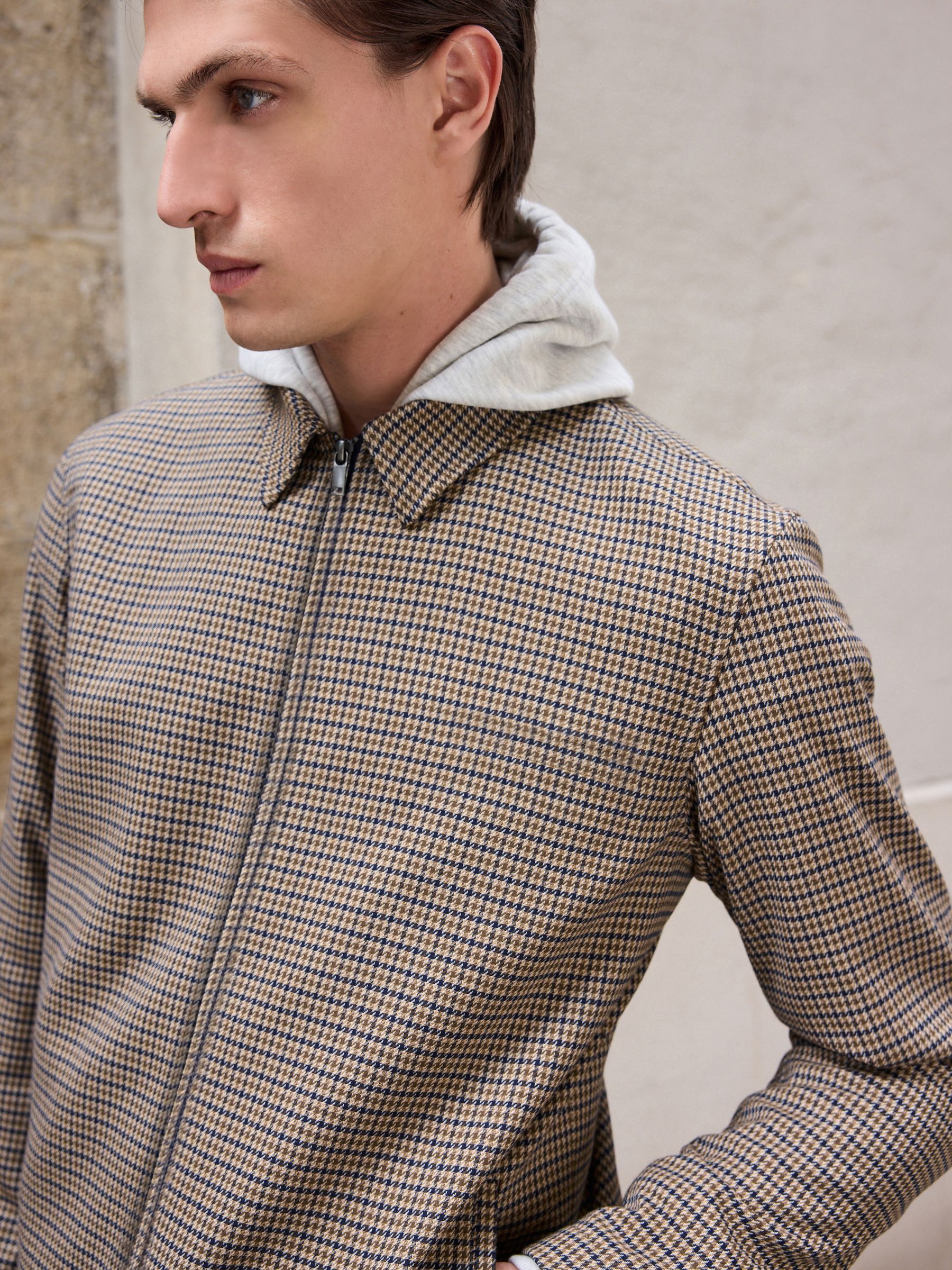 Buy Neutral Dogtooth Check Shacket from Next Ireland