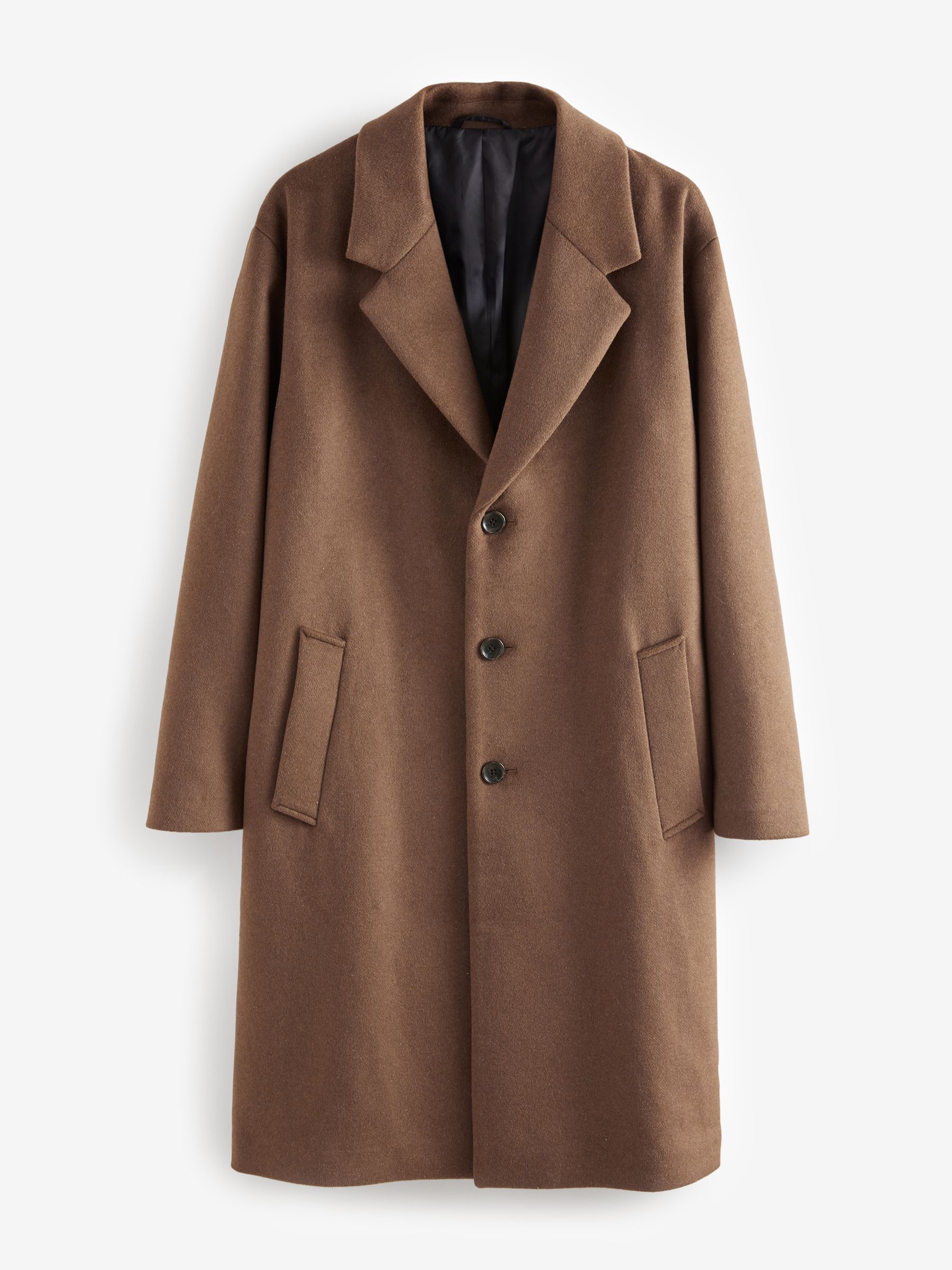Buy Toffee Brown Soft Touch Relaxed Epsom Wool Overcoat from the Next ...