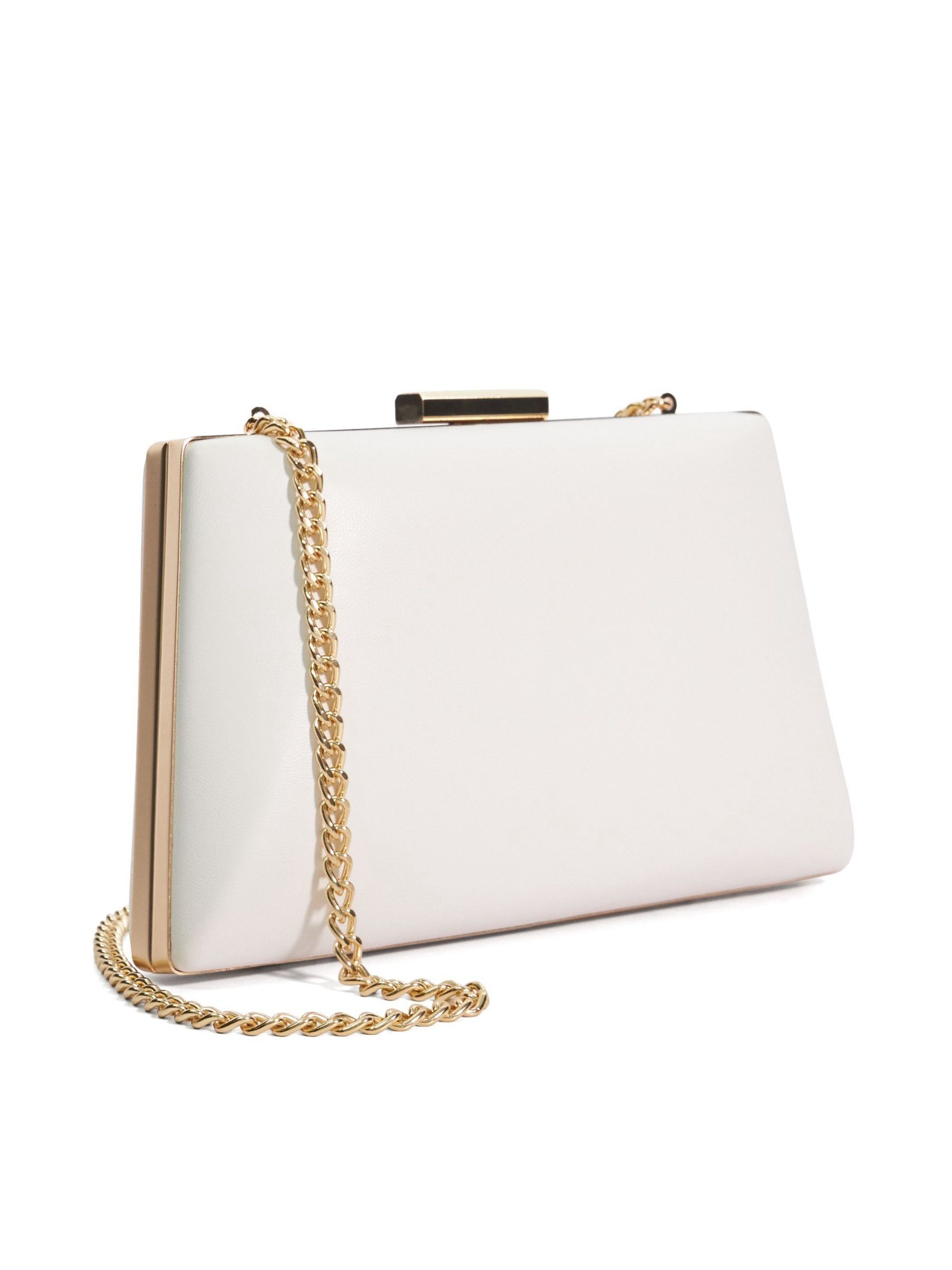 Buy Dune London White Ground Bellaria Angled Frame Clutch Bag from the ...