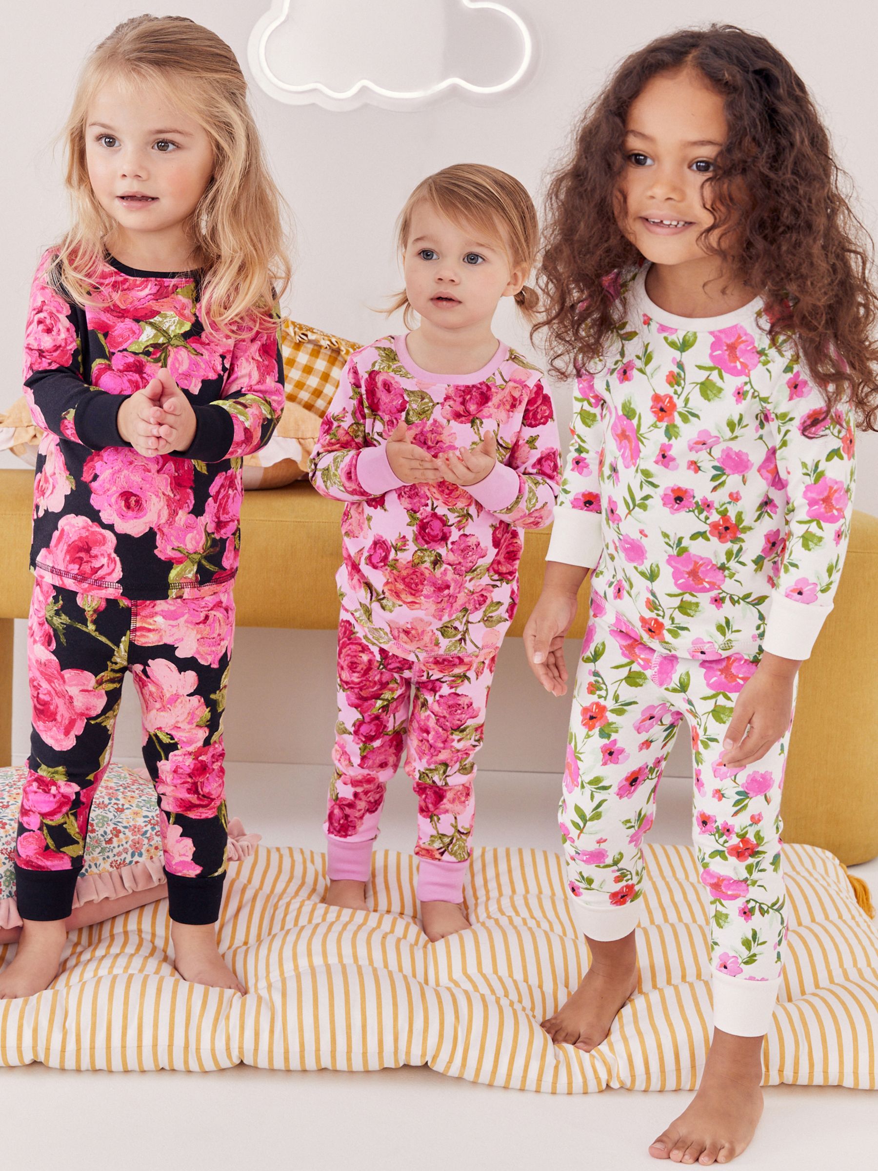 Buy Pink/Black Snuggle Pyjamas 3 Pack (9mths-16yrs) from the Next UK ...