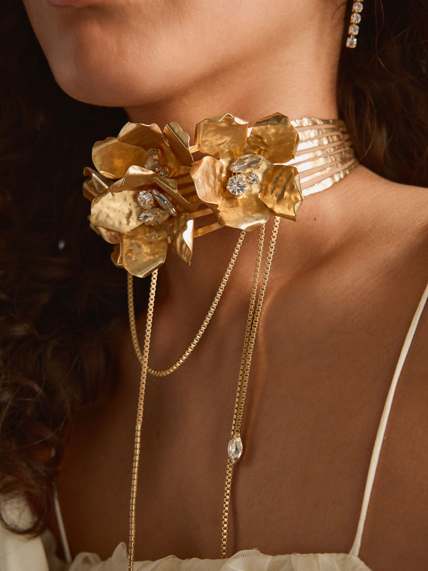Buy Gold Tone Chunky Flower Choker Necklace Made With Recycled Iron ...