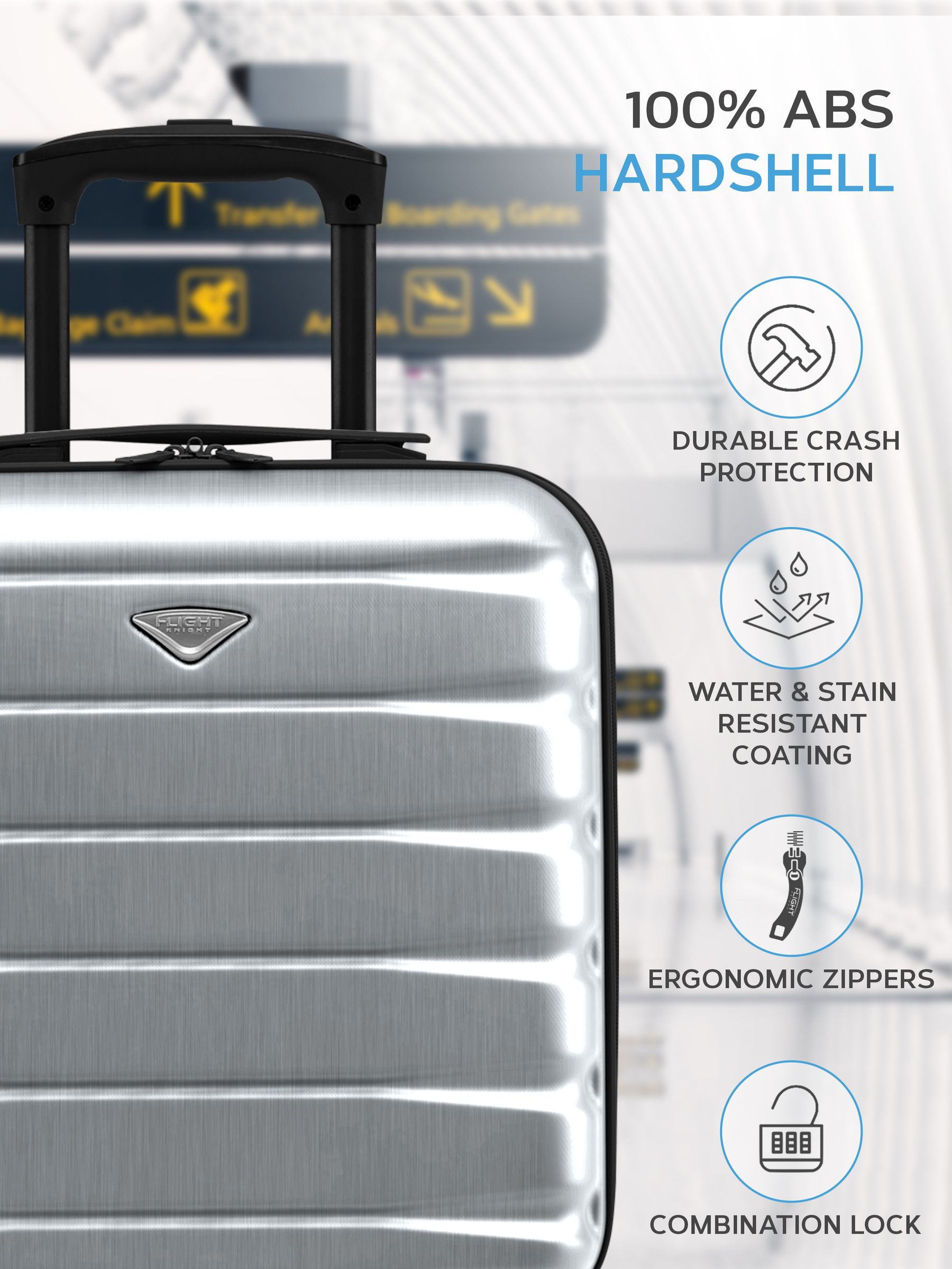 Buy Flight Knight Silver EasyJet Underseat 4 Wheel ABS Hard Case Cabin ...