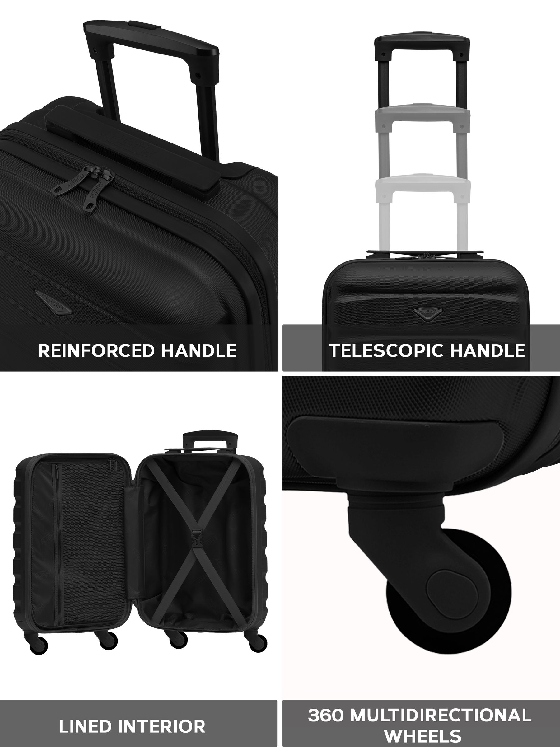 Buy Flight Knight Easyjet Size Hard Shell ABS Cabin Carry On Case Black ...