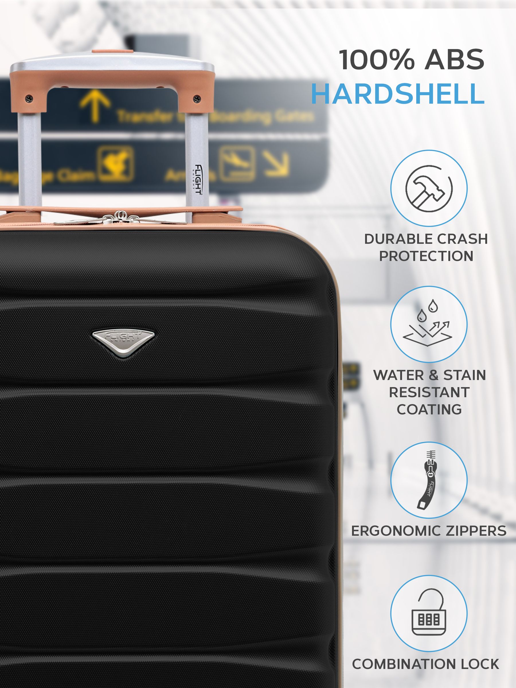 Buy Flight Knight Easyjet Size Black Hard Shell ABS Cabin Carry On Case ...