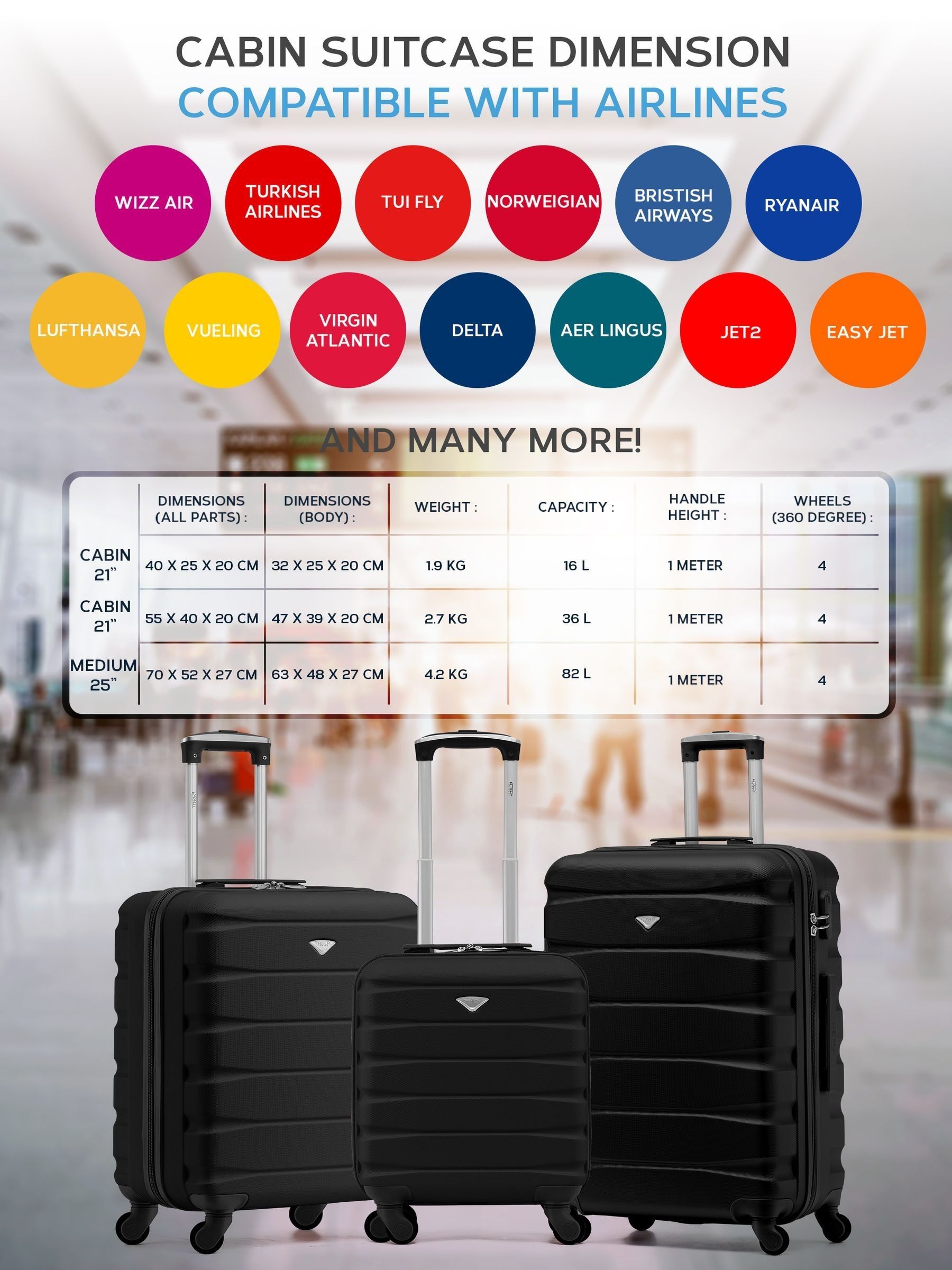 Buy Black - Flight Knight Large Check-In Case EasyJet Carry-On ...