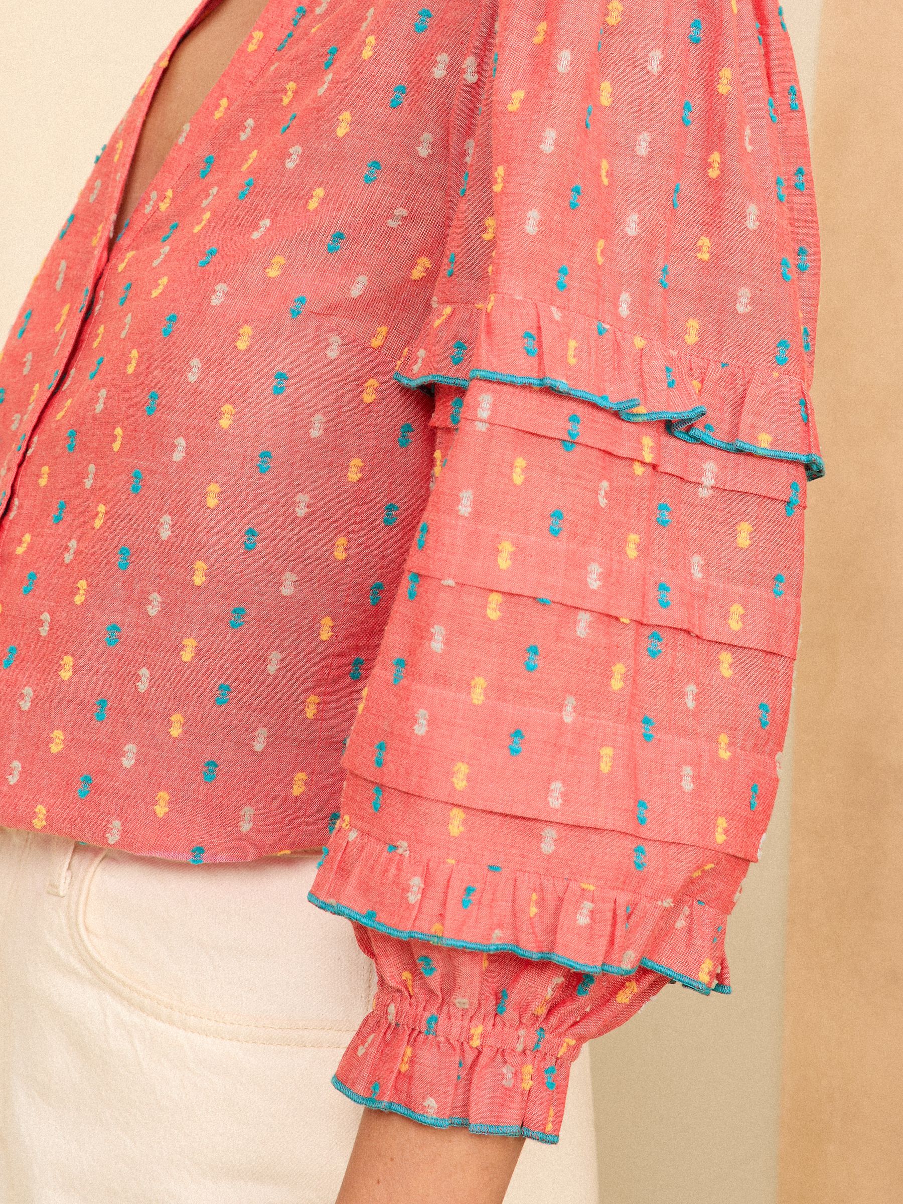 Buy Love & Roses Pink Dobby Embroidered V Neck 3/4 Sleeve Blouse from ...