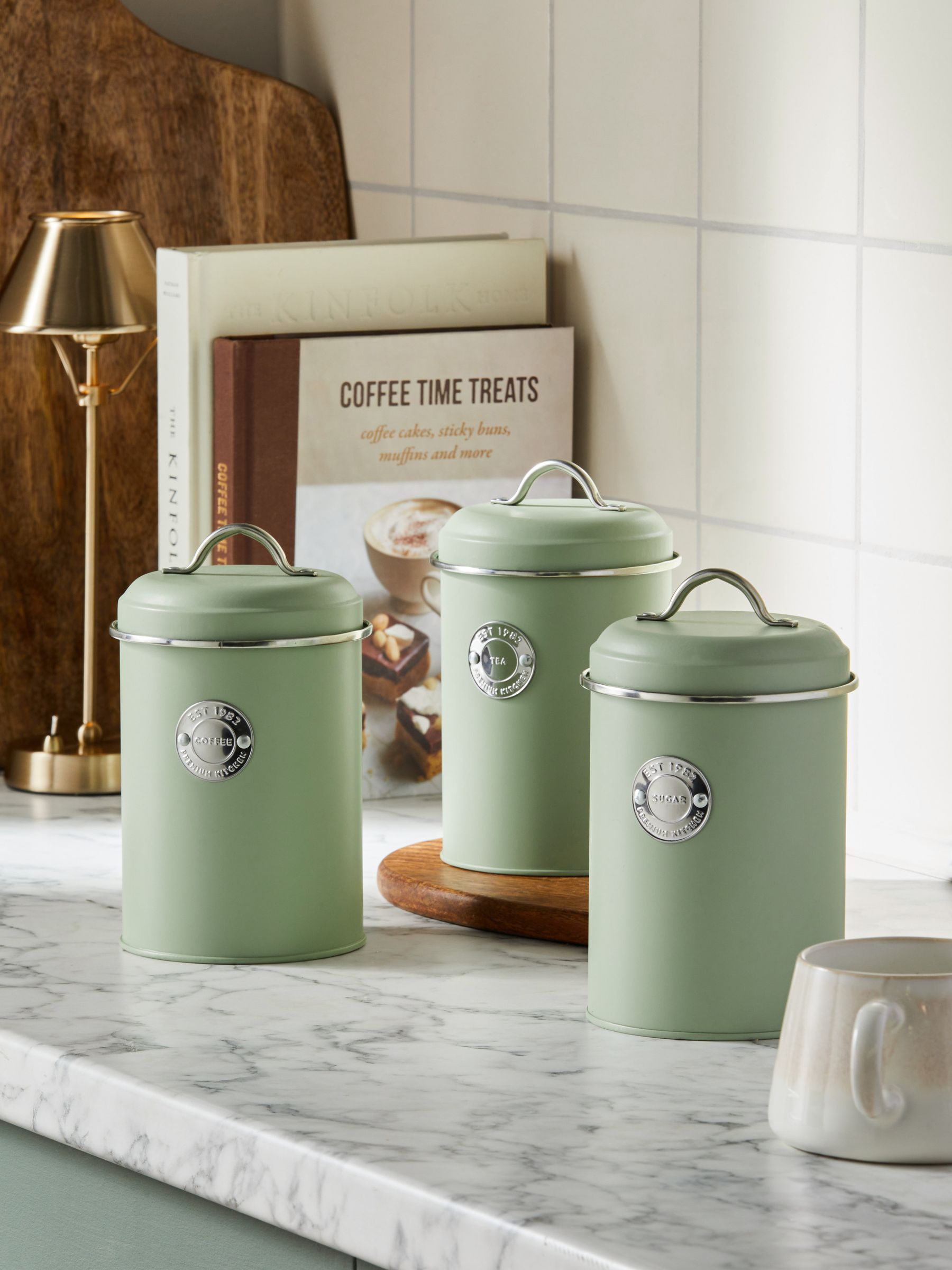 Buy Set of 3 Sage Green Badge Set of 3 Storage Jars from the Next UK ...