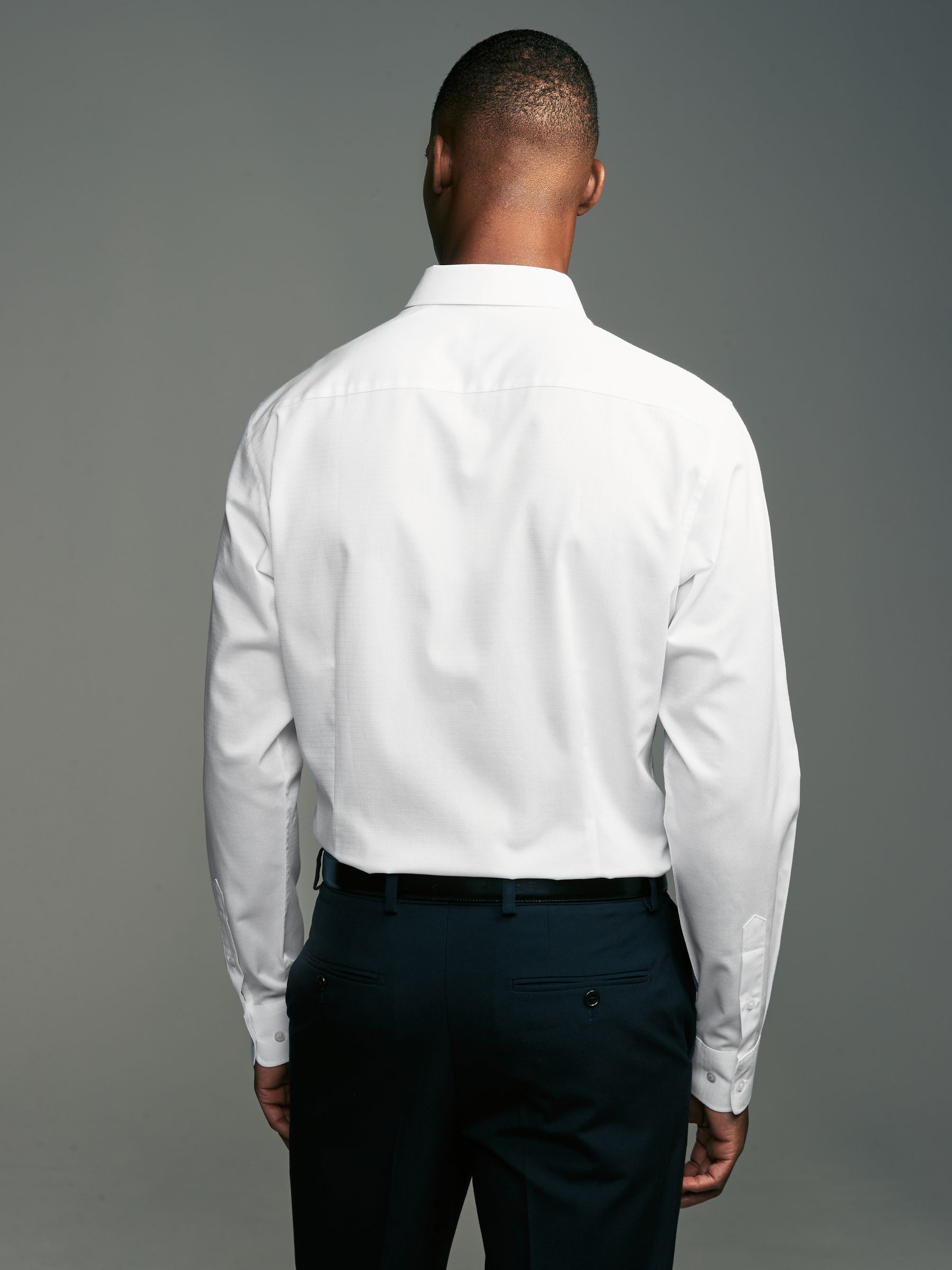 Buy White Easy Care Textured Slim Fit Single Cuff Smart Shirts 2 Pack ...