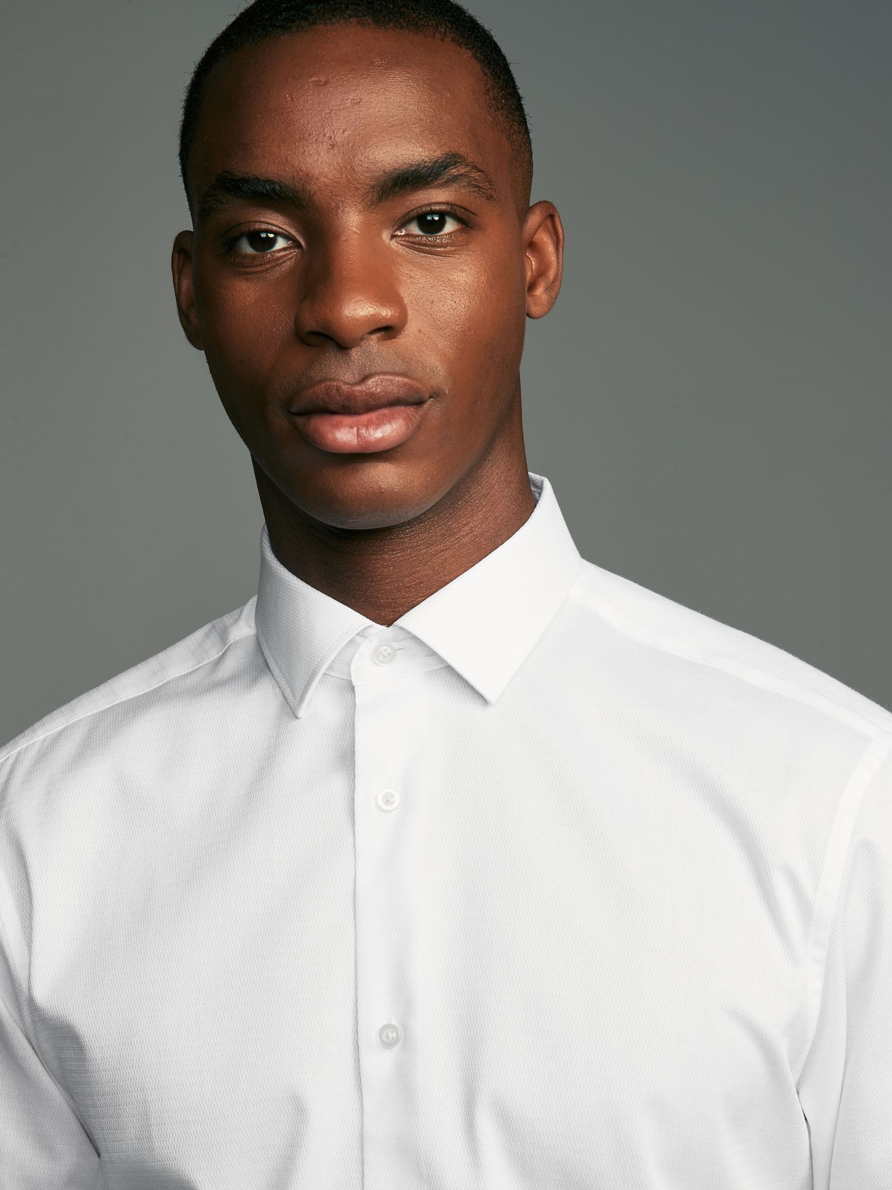 Buy White Easy Care Textured Slim Fit Single Cuff Smart Shirts 2 Pack ...