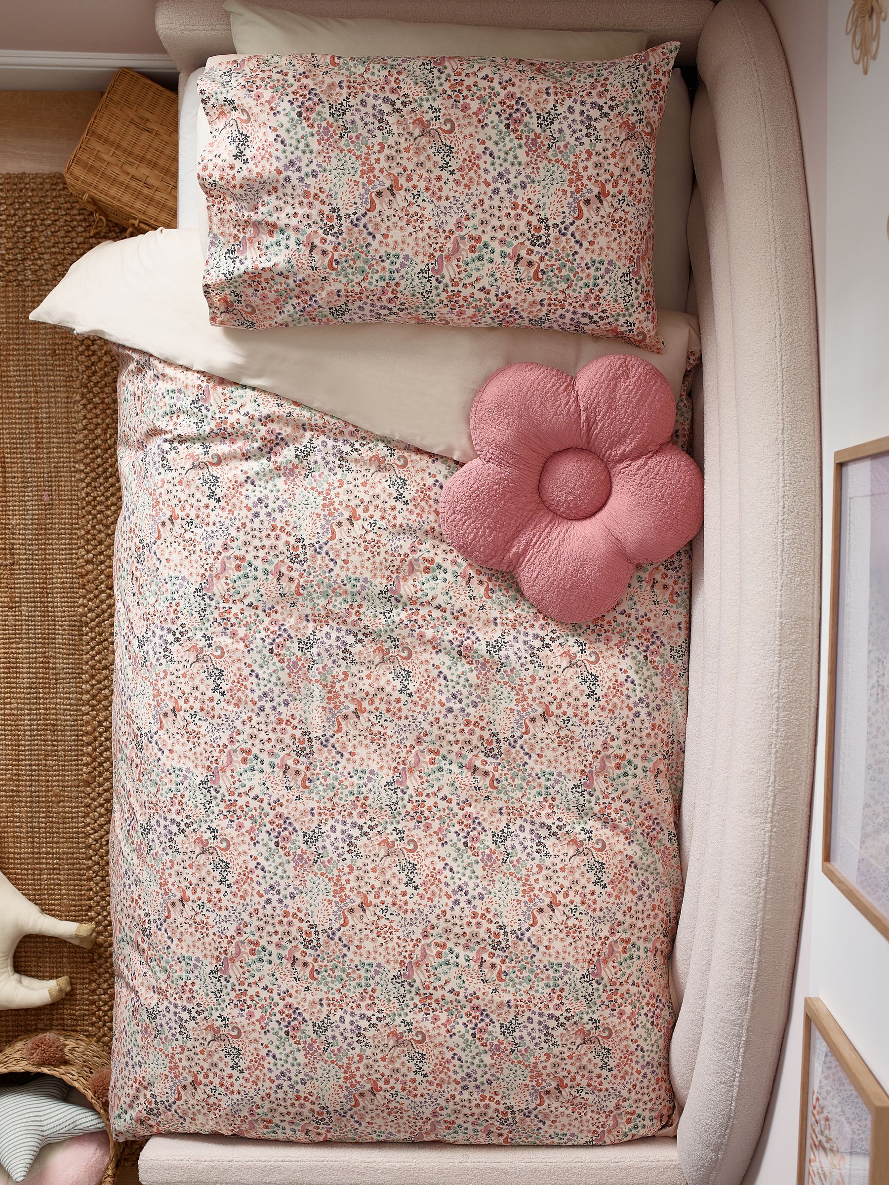 Buy Natural Scandi Unicorn Reversible Duvet Cover And Pillowcase Set ...