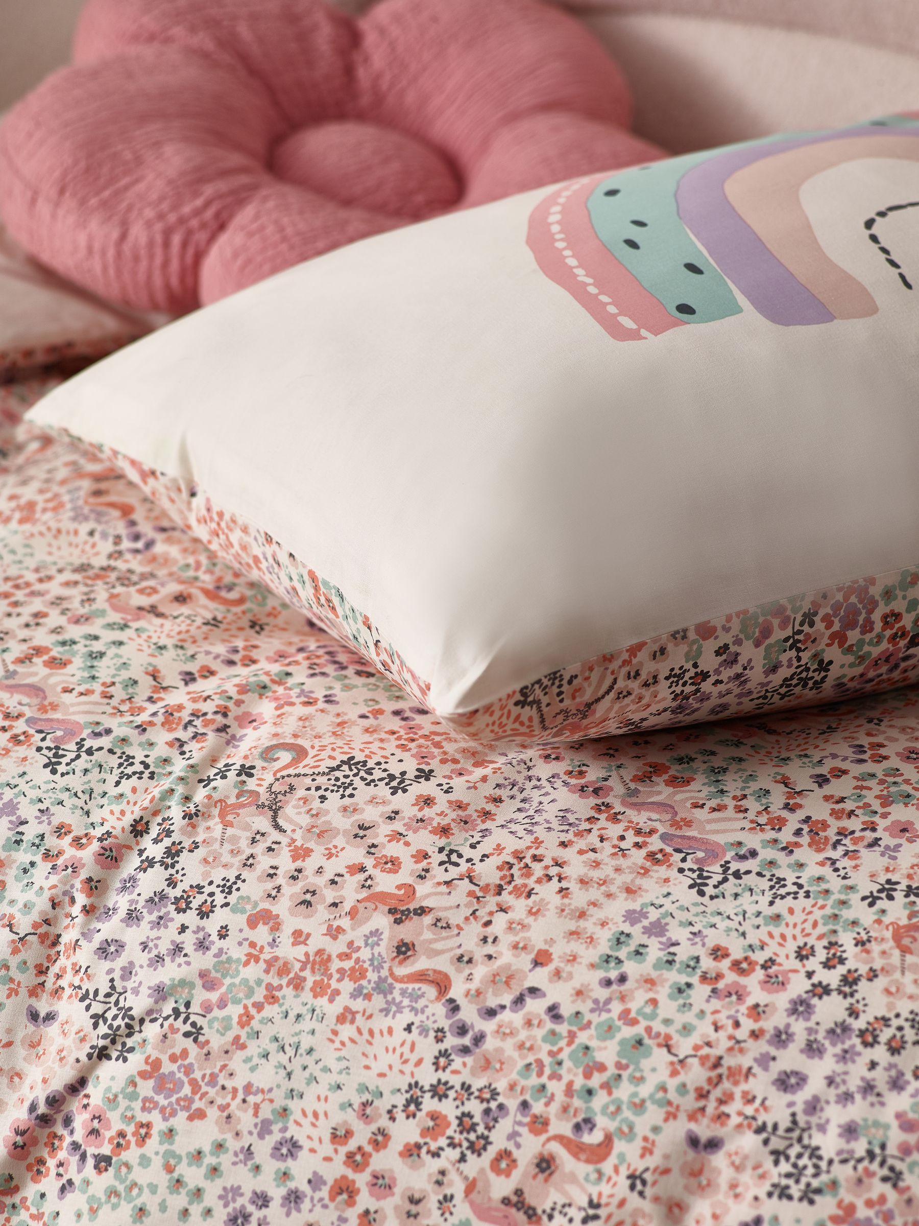 Buy Natural Scandi Unicorn Reversible Duvet Cover And Pillowcase Set ...