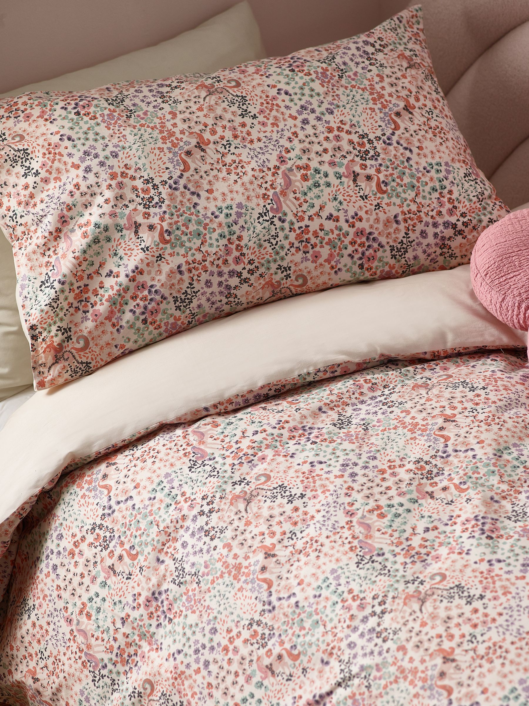 Buy Natural Scandi Unicorn Reversible Duvet Cover And Pillowcase Set ...